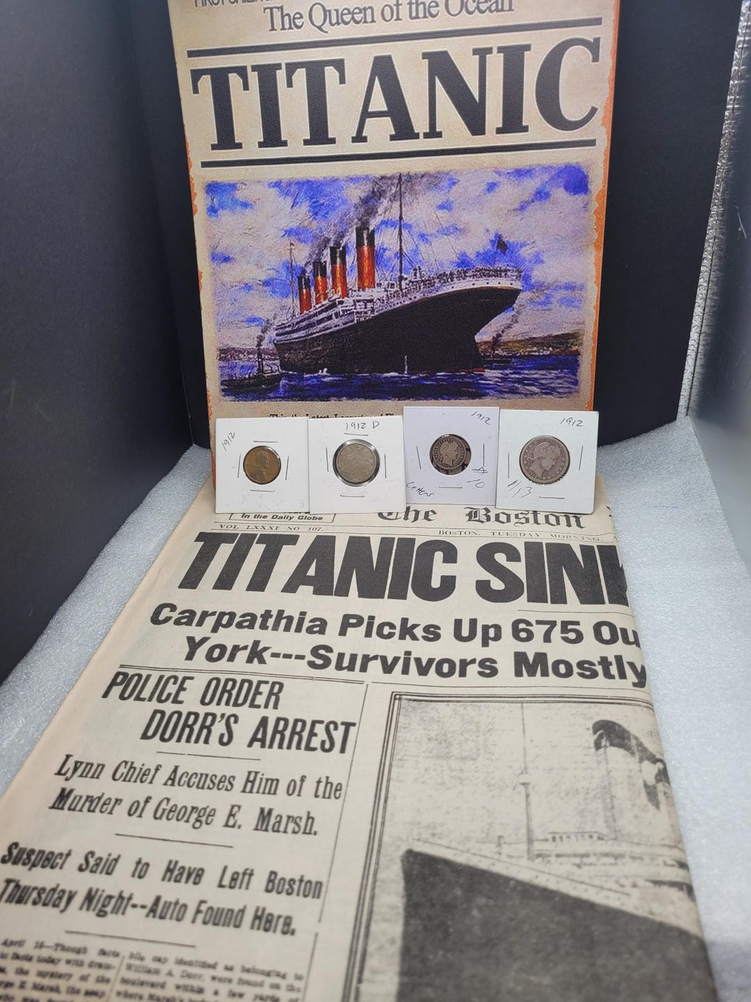 The Year of the Titanic- Genuine US, 1912 Coins; Metal Titanic Sign ...
