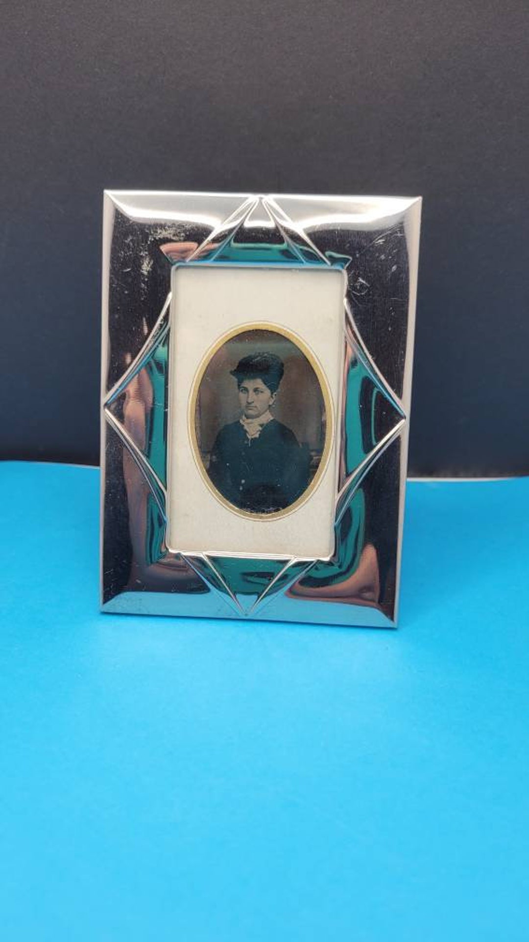 Antique, Victorian, Tin Picture of a Woman Set in Frame. - Etsy