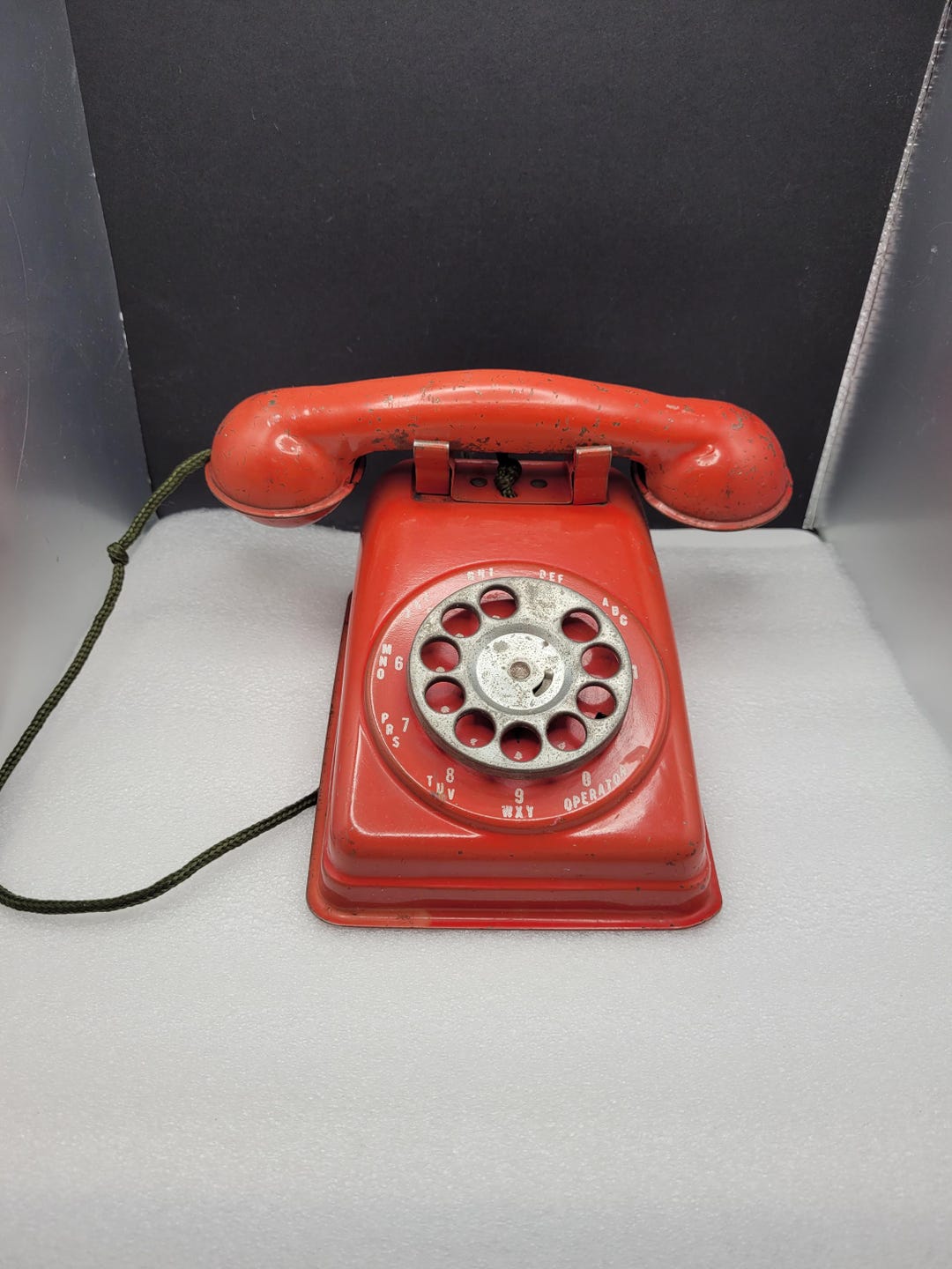 Vintage, Red Metal, Rotary Toy Telephone - Etsy