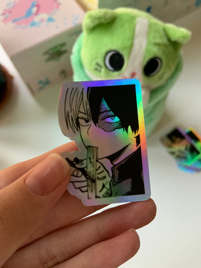 My Hero Holographic Todoroki Shoto eating soba Sticker | Etsy