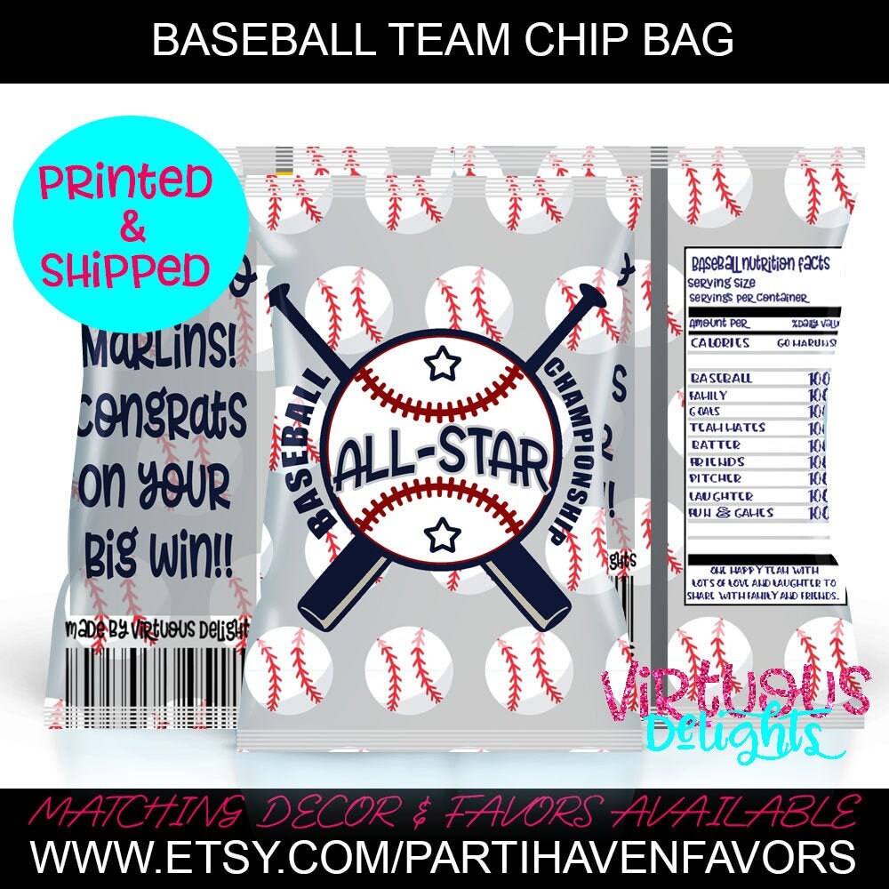 Baseball Chip Bags, Party Favors, Baseball Party, Baseball, Baseball ...