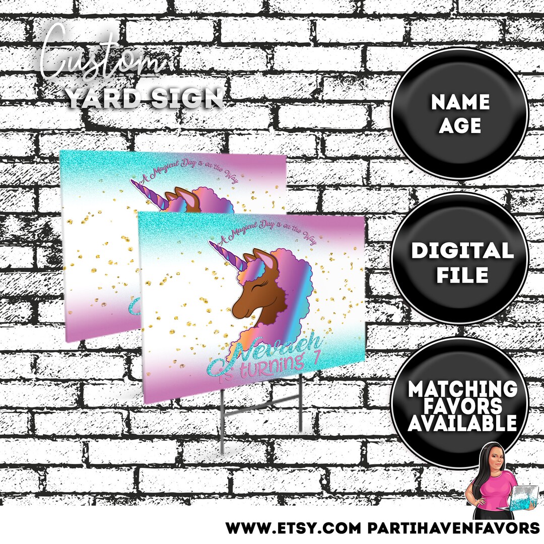 Personalized Chocolate Unicorn Birthday Party Yard Sign Celebrate in ...