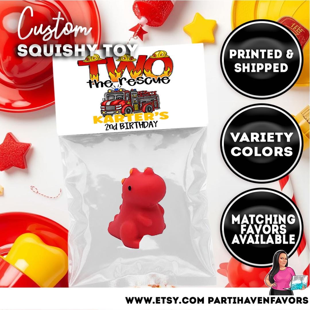 Firefighter Squishy Toy Favor | Two the Rescue Birthday | Custom ...
