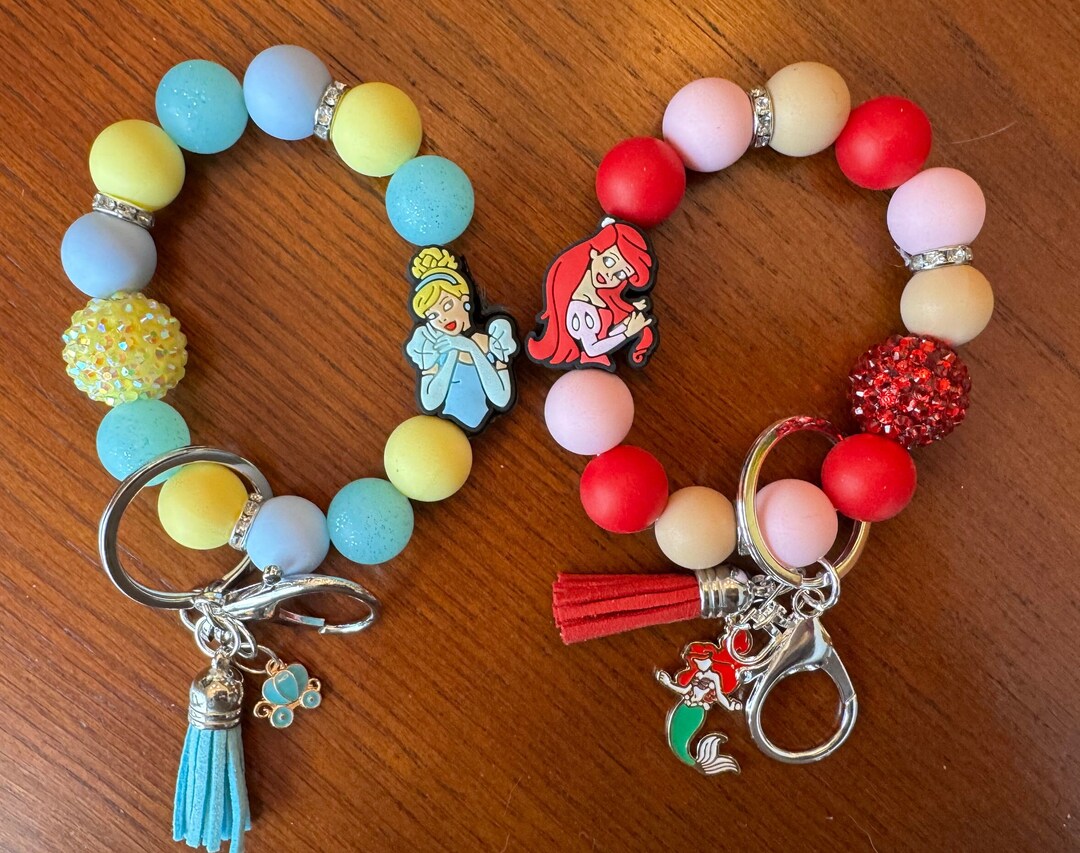 Cinderella Themed Silicone Bead Wristlet/keychain Wristlet/disney ...