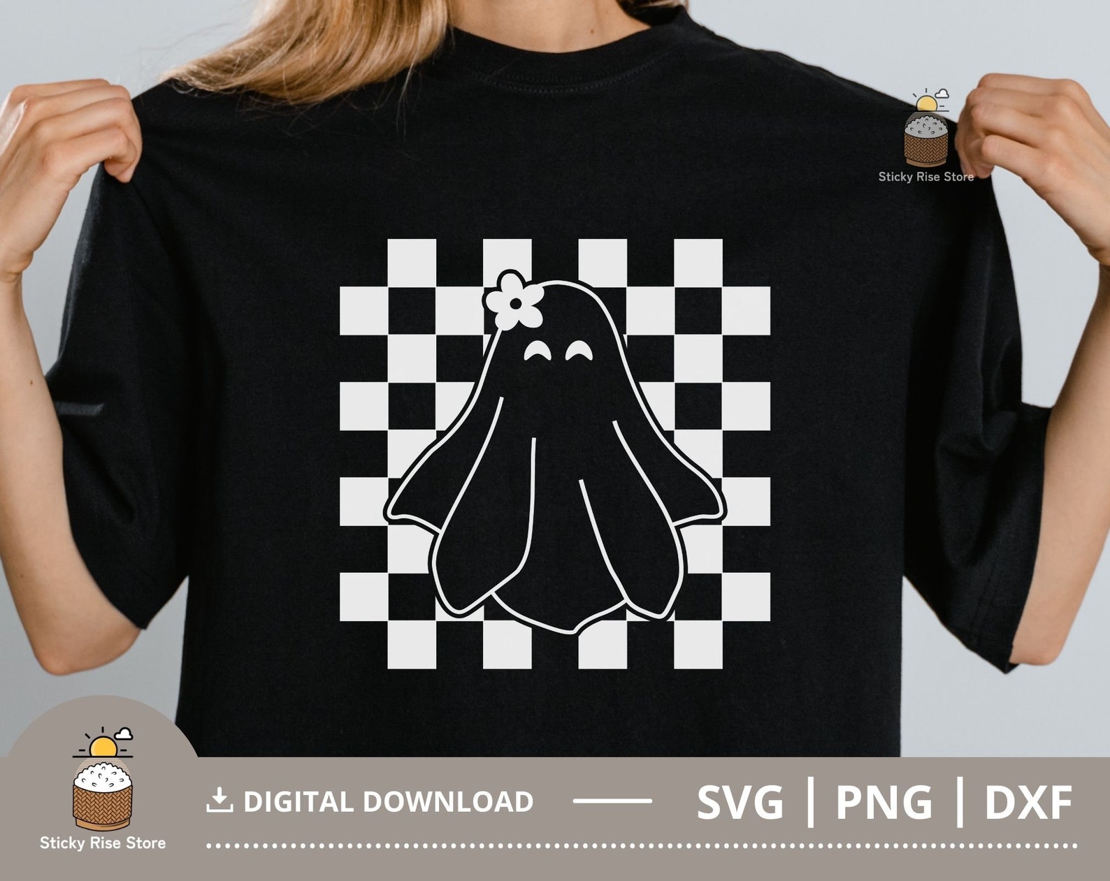 Checkered Ghost Svg Png Cute Halloween Ghost SVG Halloween - Etsy