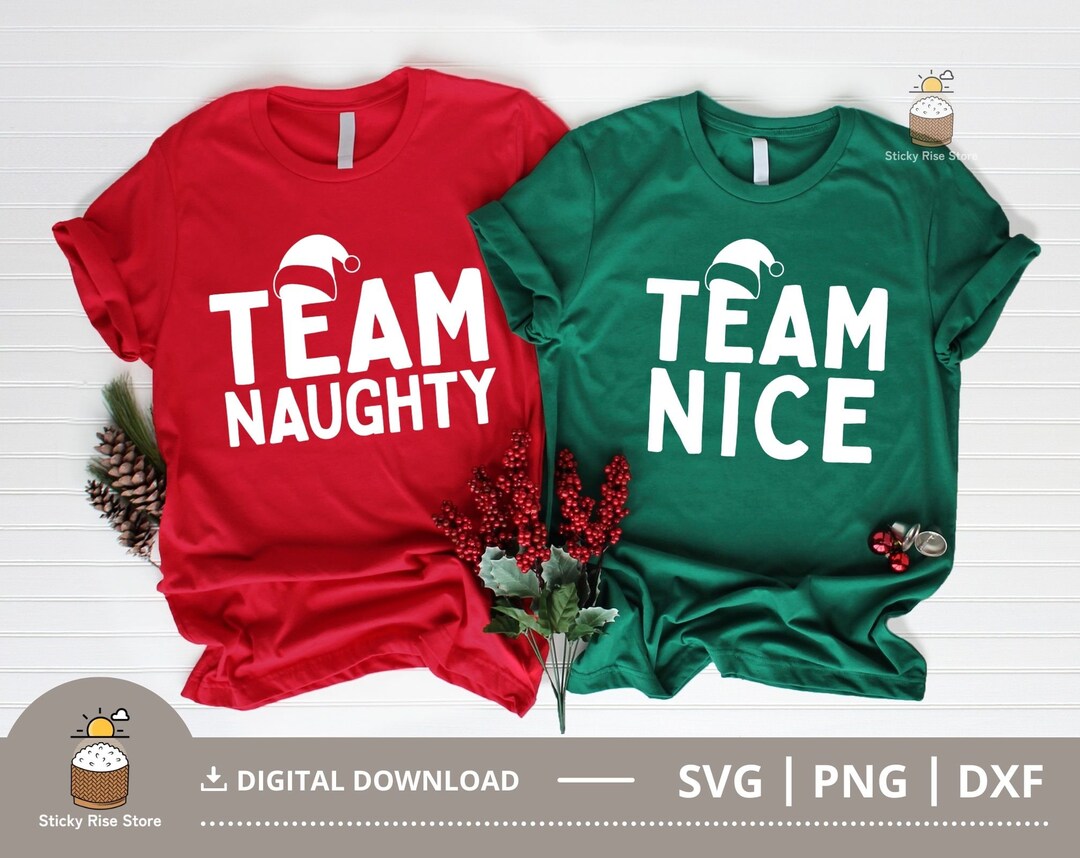 Team Nice Team Naughty Svg Bundle, Christmas Svg, Naughty List Svg, Funny Christmas Shirt, Cut ...
