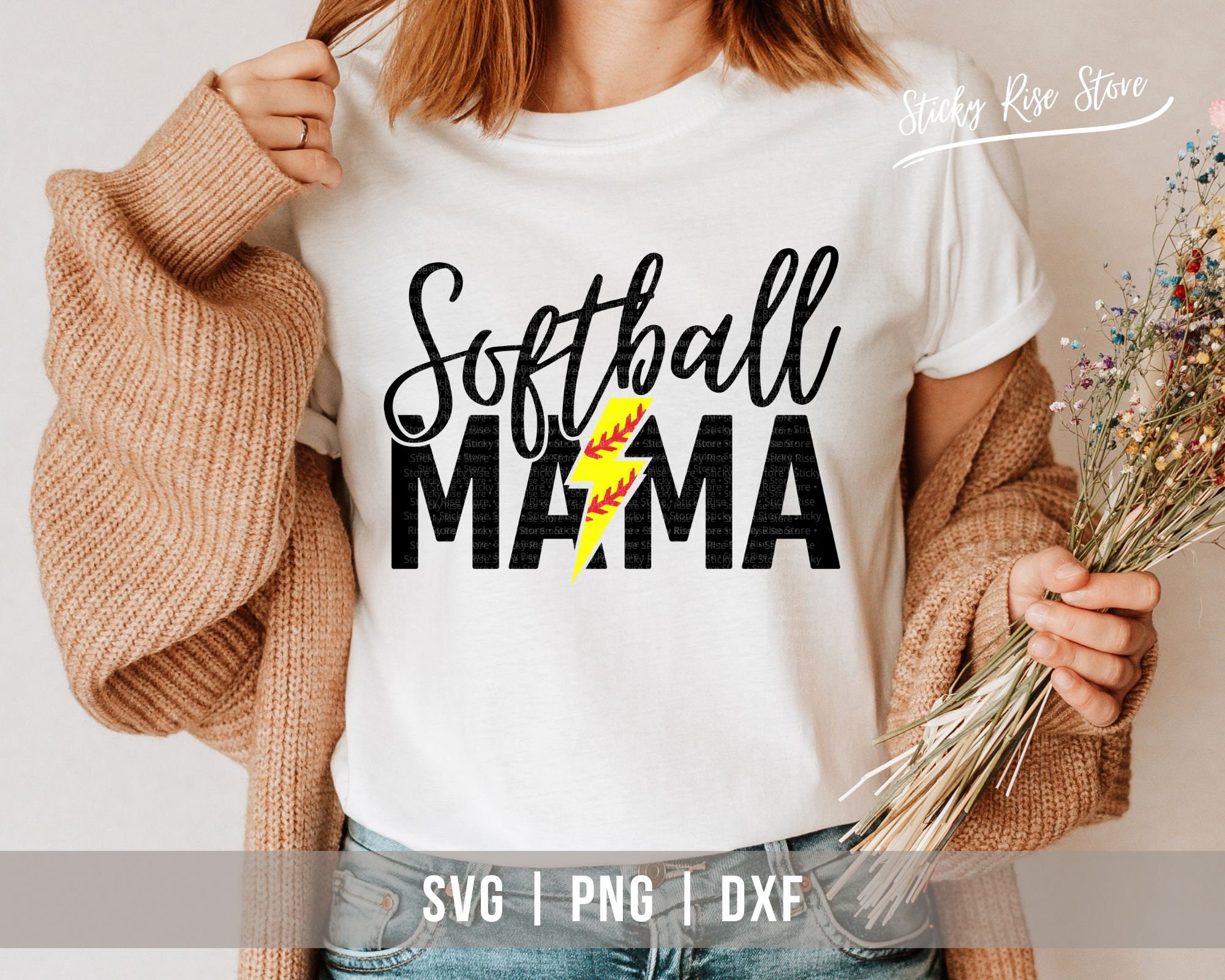 Softball Mama Svg Png Dxf, Lightning Bolt Svg, Softball Mom Shirt SVG ...
