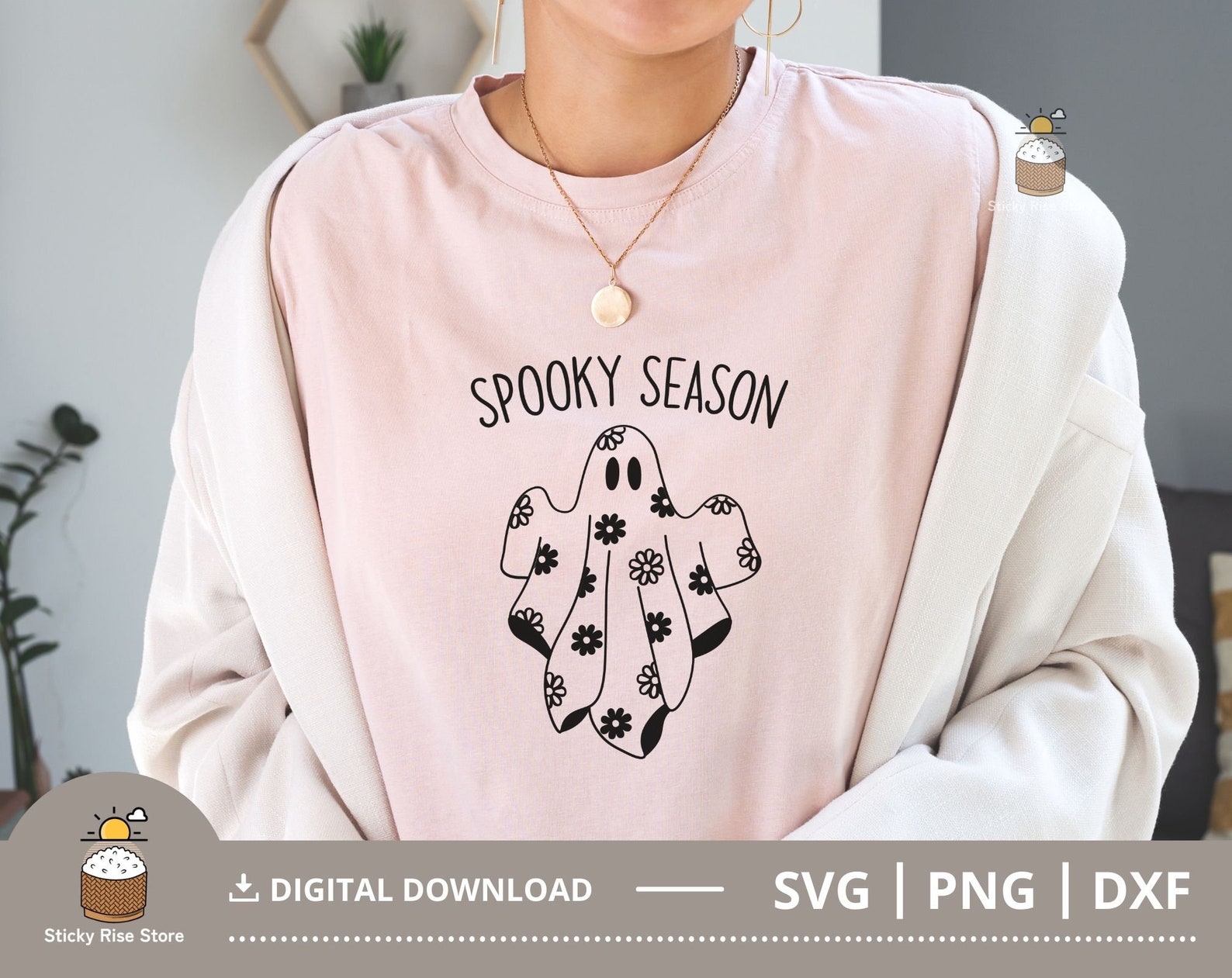 Spooky Season Svg Retro Ghost Svg Daisy Svg Floral Ghost - Etsy
