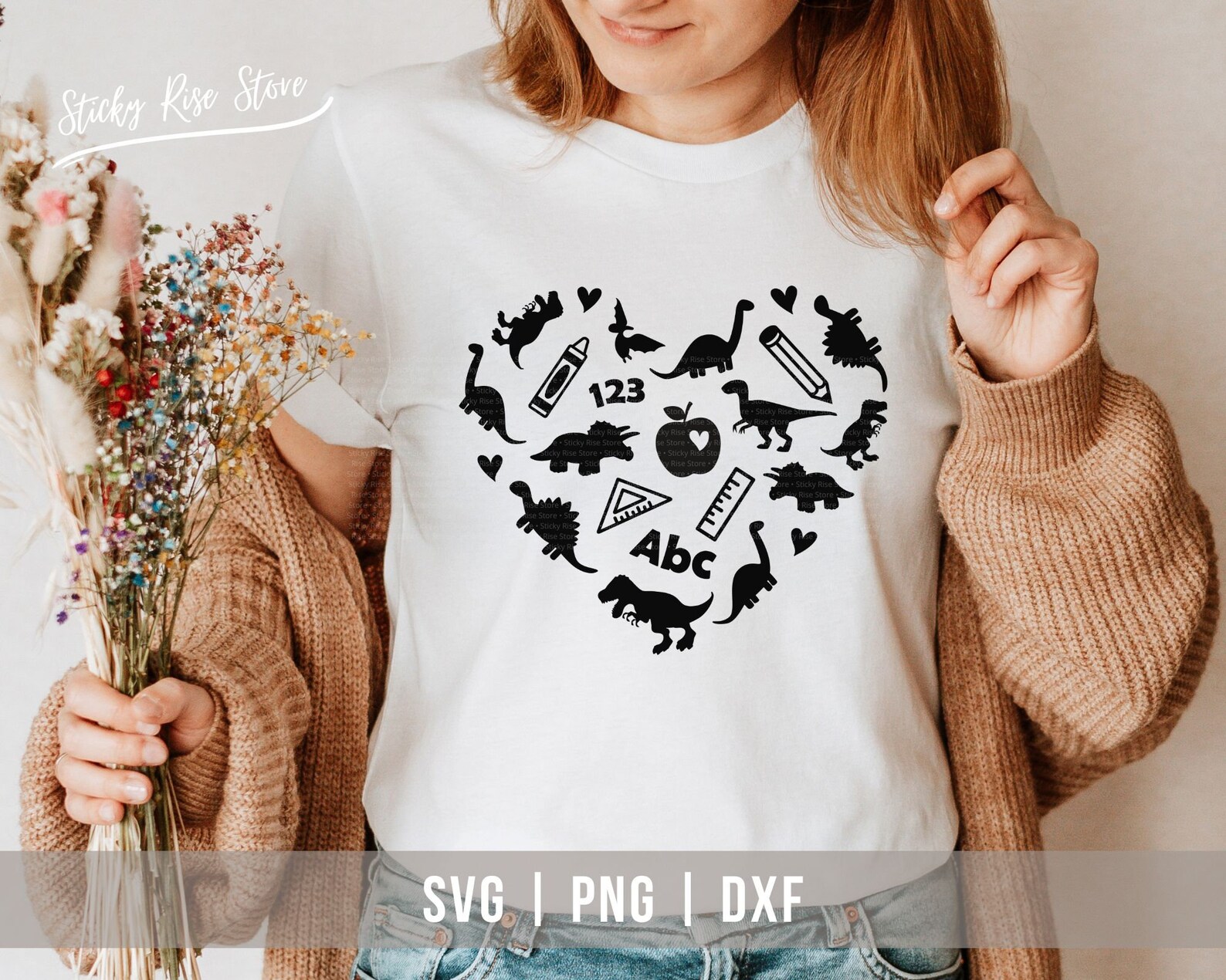 Teacher Heart Svg Dinosaur Svg Back to School Kindergarten - Etsy