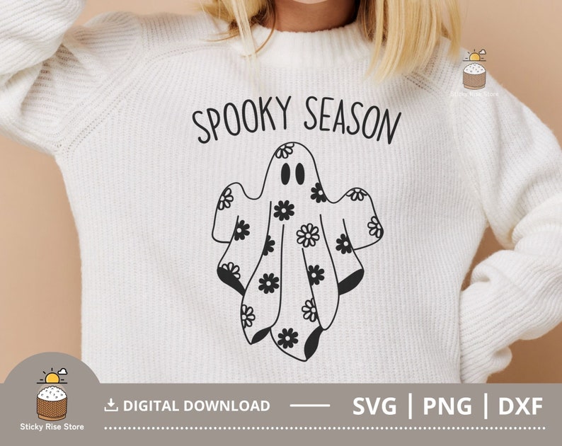 Spooky Season Svg Retro Ghost Svg Daisy Svg Floral Ghost - Etsy