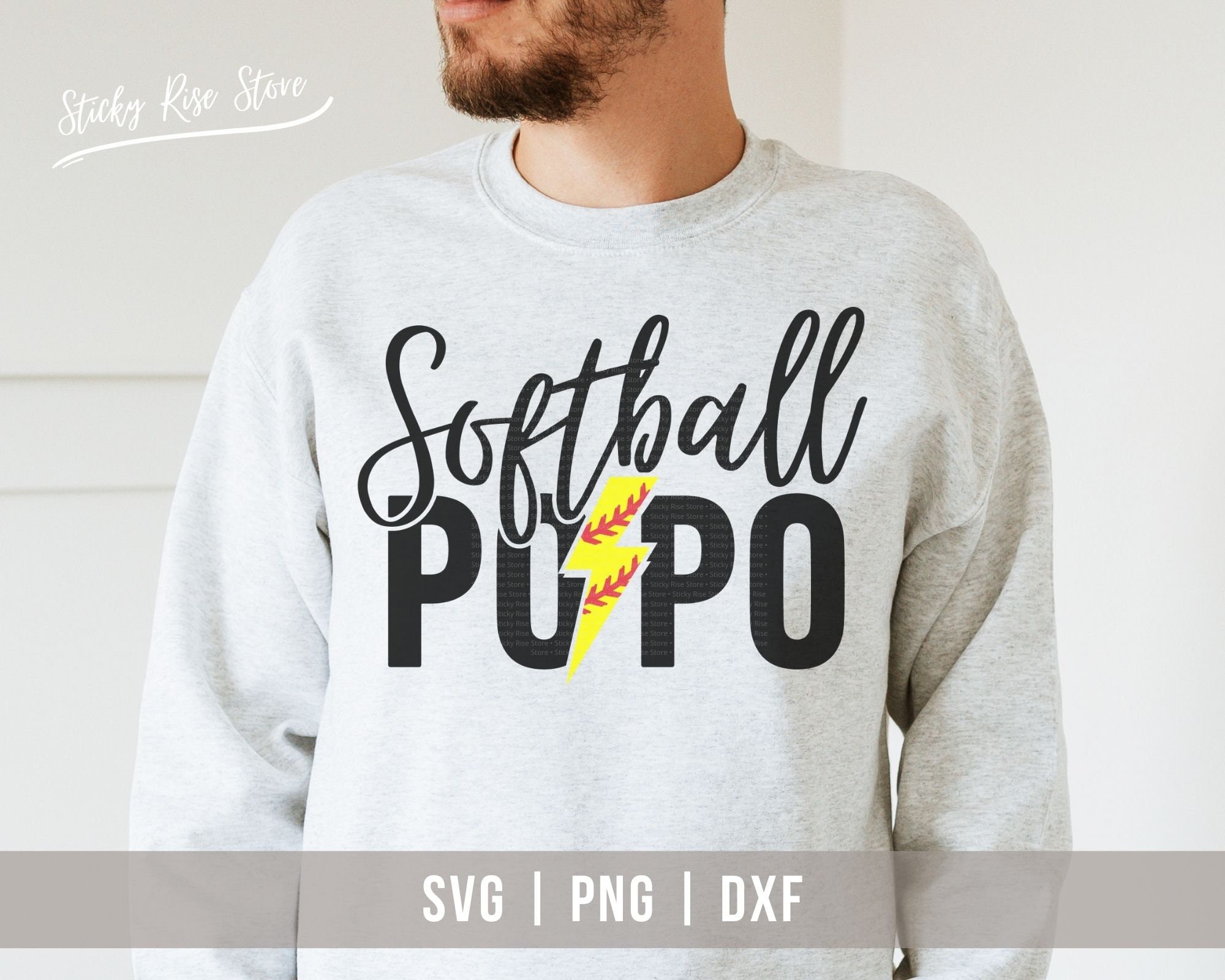 Softball Popo Svg Png Dxf, Lightning Bolt Svg, Softball Grandpa SVG ...