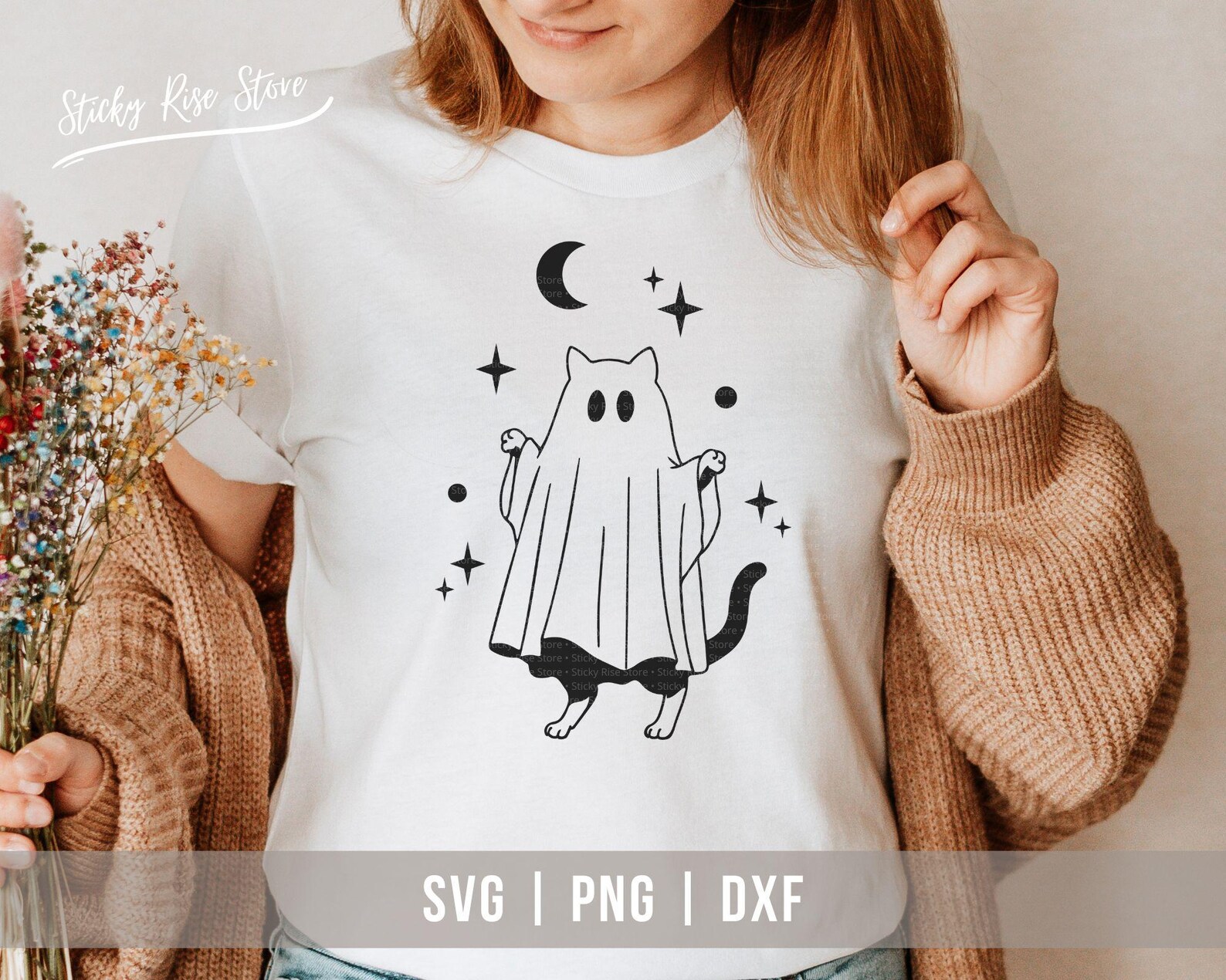 Сute Ghost Cats SVG PNG DXF, Funny Halloween Cat Ghost Png, Ghost Cat ...