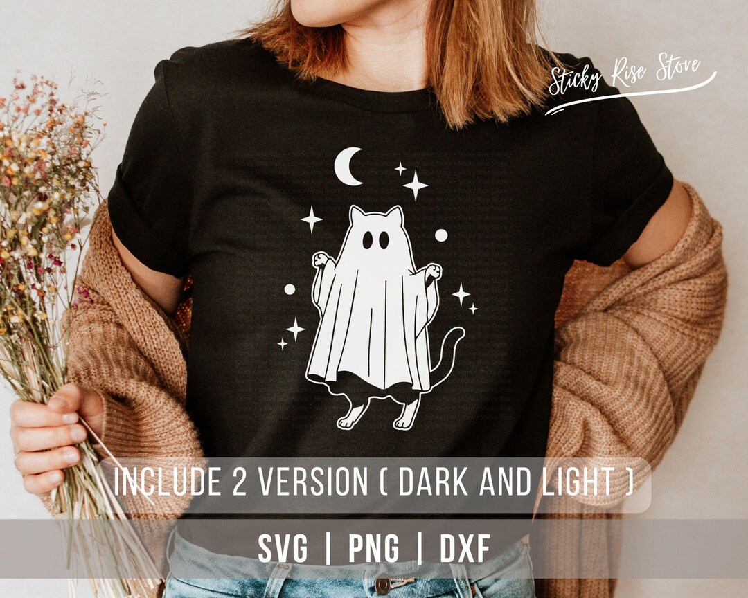 Сute Ghost Cats SVG PNG DXF, Funny Halloween Cat Ghost Png, Ghost Cat ...