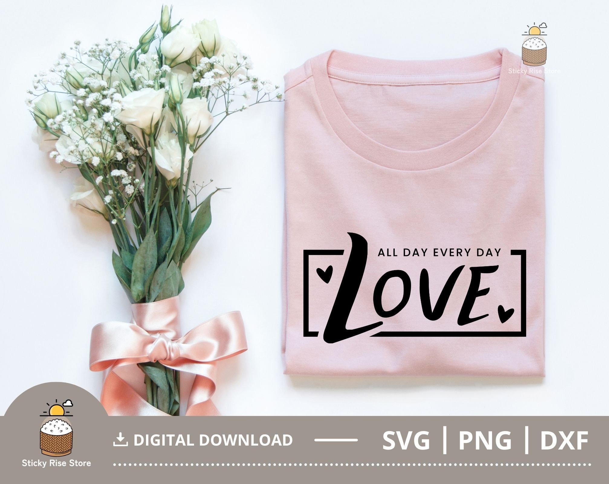 Love All Day Every Day Svg Valentine Svg Valentine's Day - Etsy