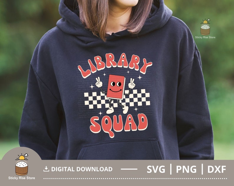 Library Squad Svg Png, Librarian Svg, Retro Library Shirt, Book Lover ...