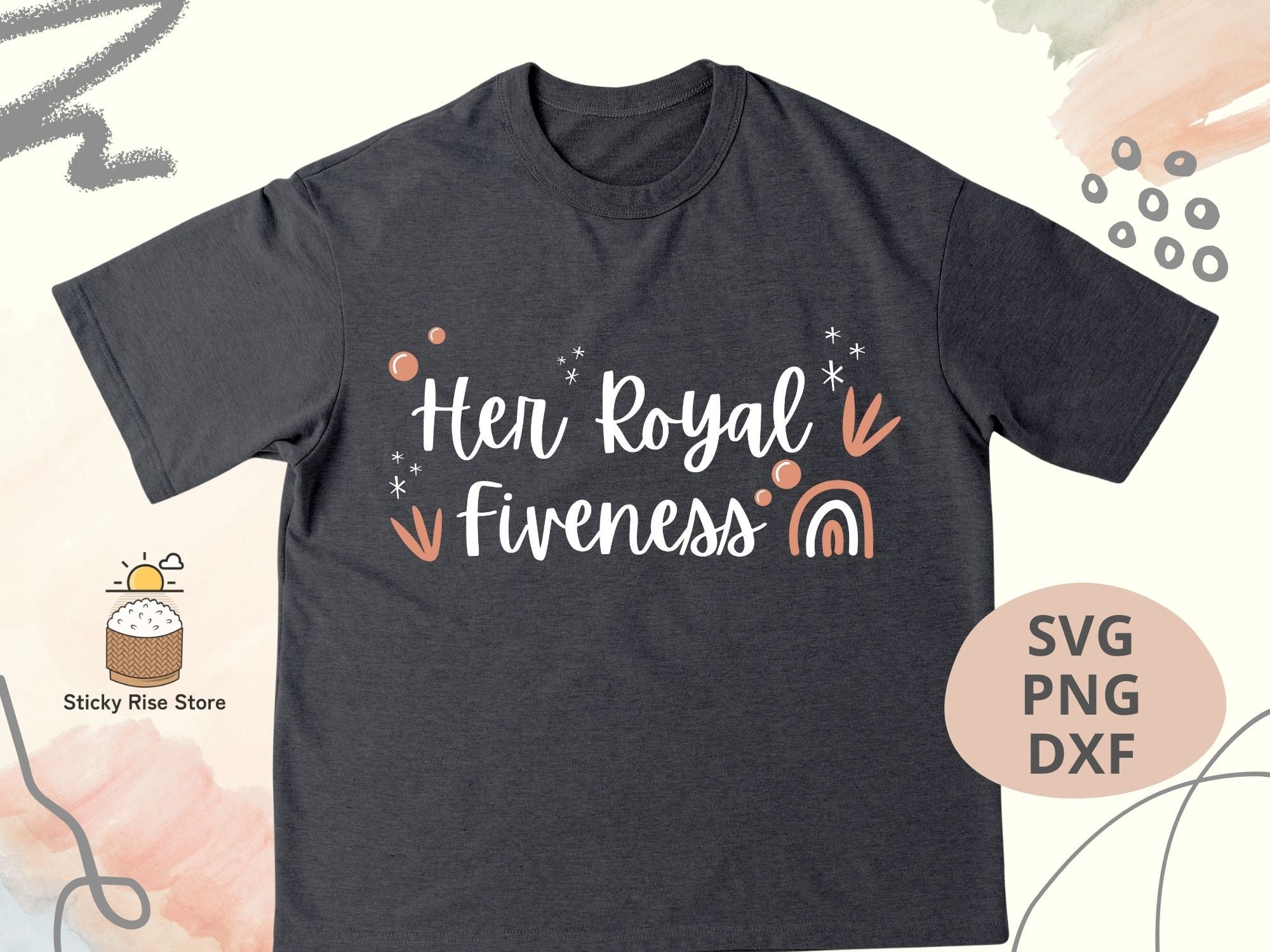 Her Royal Fiveness Svg, 5th Birthday Svg, Her Royal 5ness Png, Fifth ...