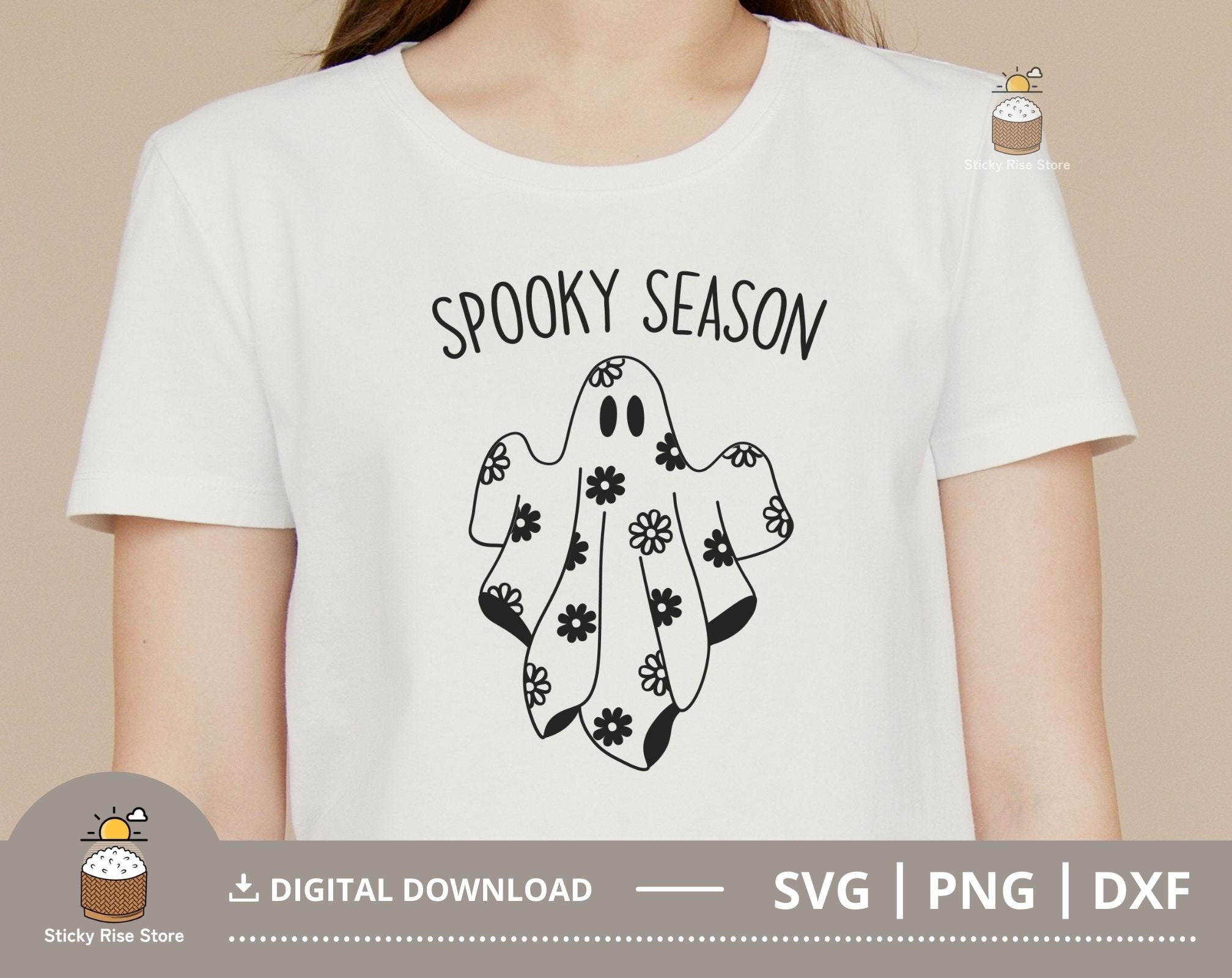 Spooky Season Svg Retro Ghost Svg Daisy Svg Floral Ghost - Etsy