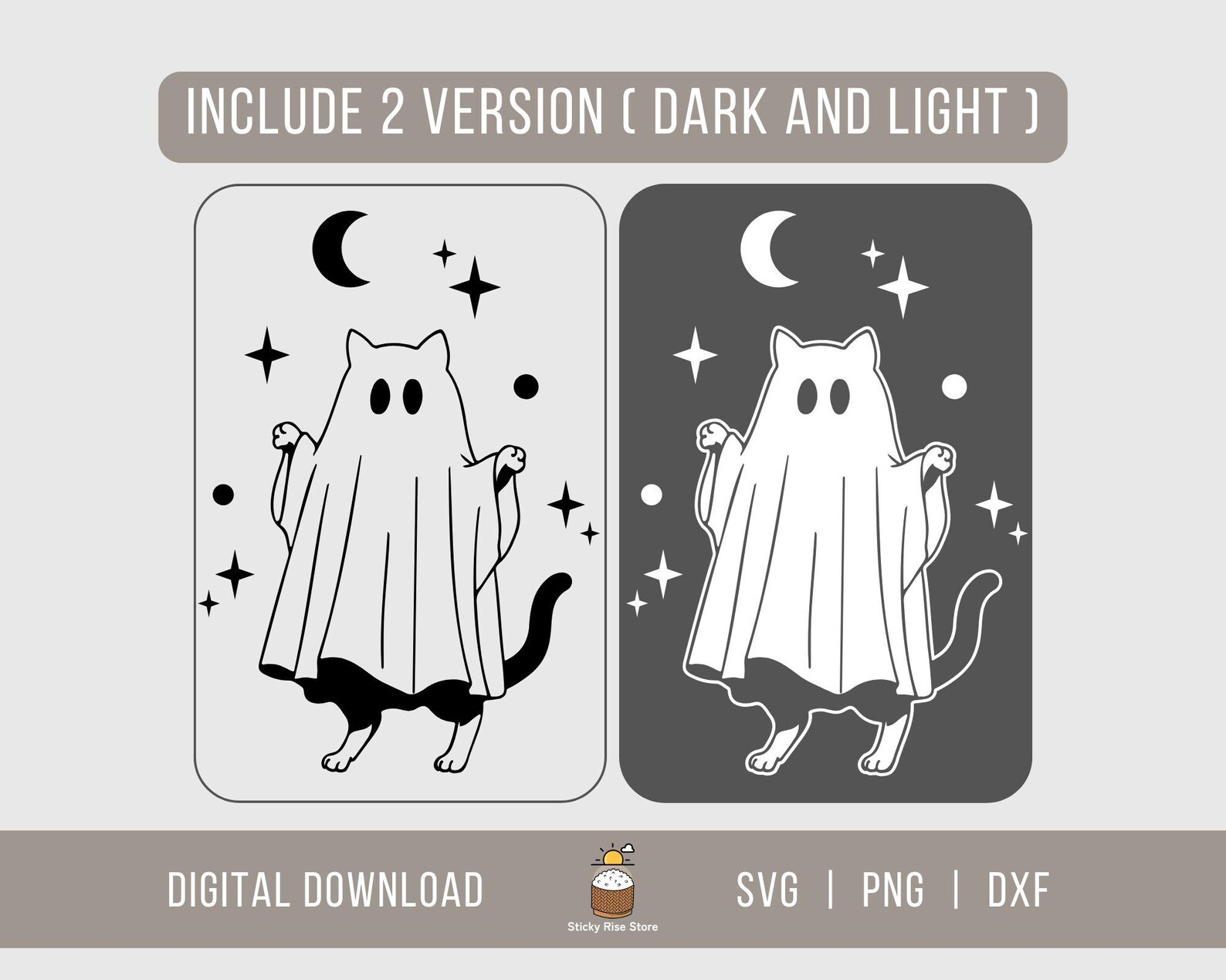Сute Ghost Cats SVG PNG DXF, Funny Halloween Cat Ghost Png, Ghost Cat ...