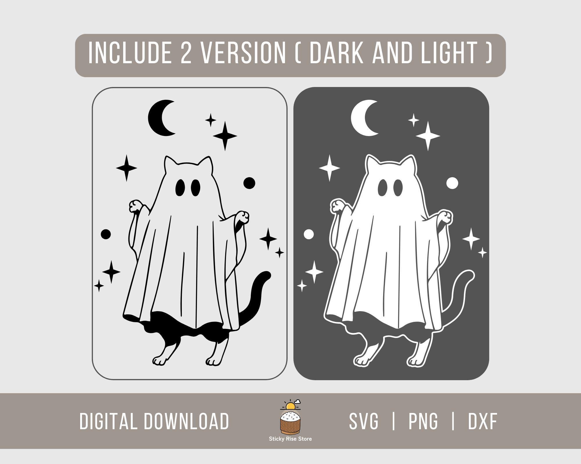 Сute Ghost Cats SVG PNG DXF, Funny Halloween Cat Ghost Png, Ghost Cat ...