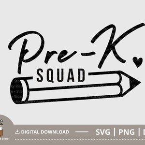 Pre-k Squad SVG, Pre K Teacher Shirt Svg, Pencil Design, Preschool SVG ...