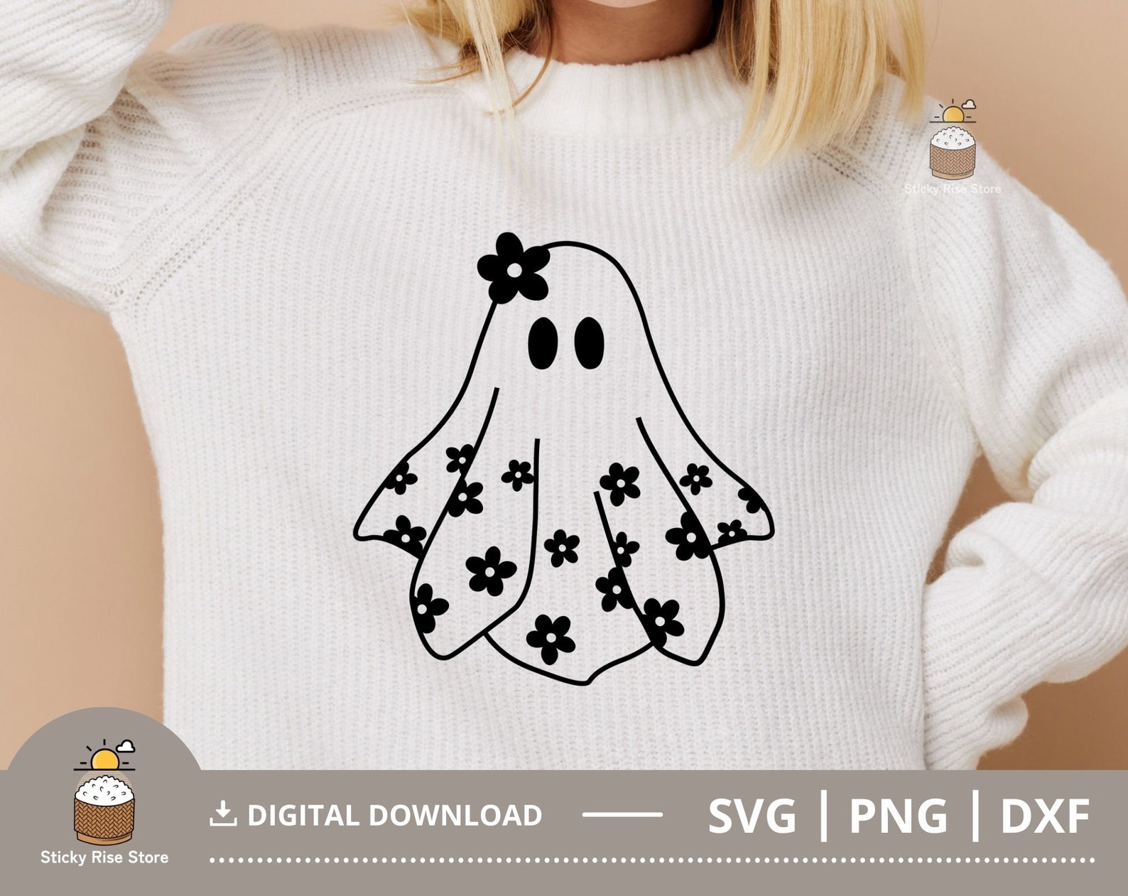 Daisy Ghost Svg Png Dxf, Cute Halloween Ghost SVG, Halloween Shirt ...