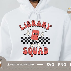 Library Squad Svg Png, Librarian Svg, Retro Library Shirt, Book Lover ...