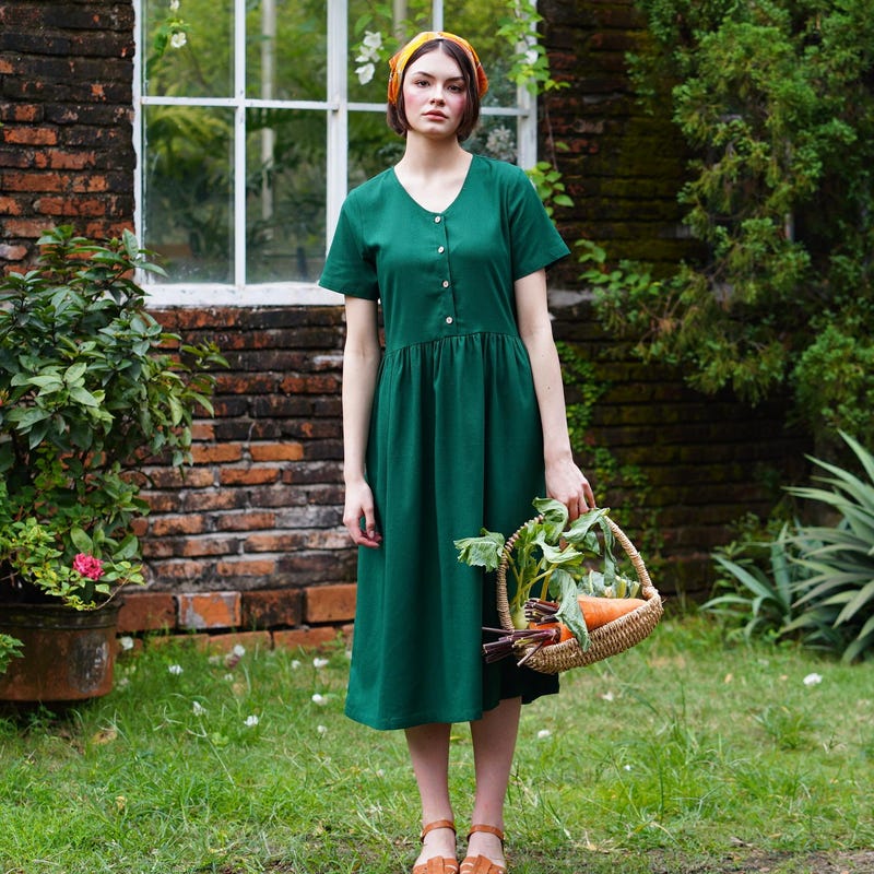 Linen Button Front Dress - Etsy