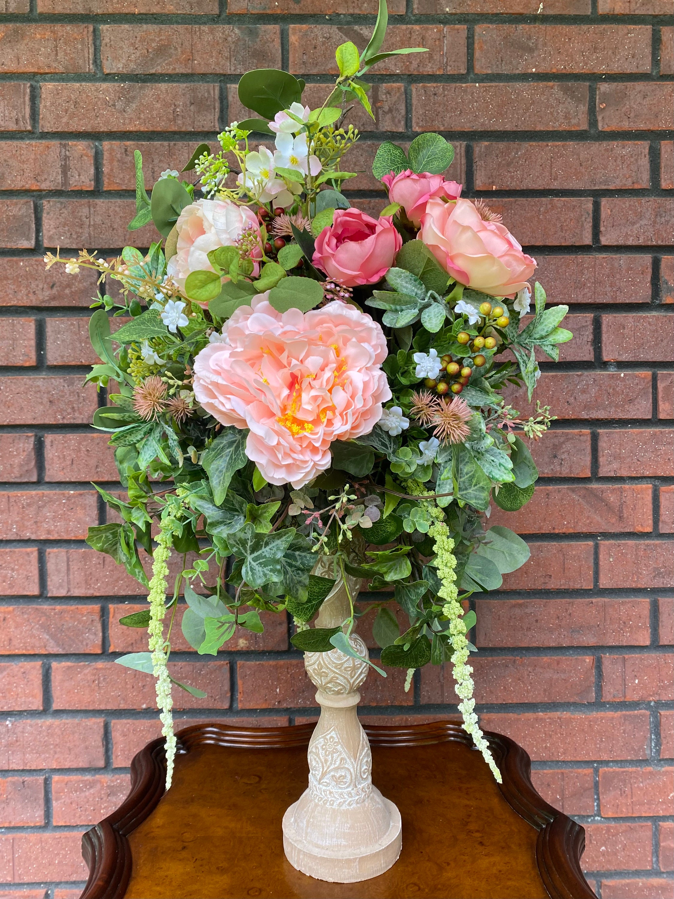 Everyday Floral Candelabra Table Arrangement, Pink Flower Candlestick ...