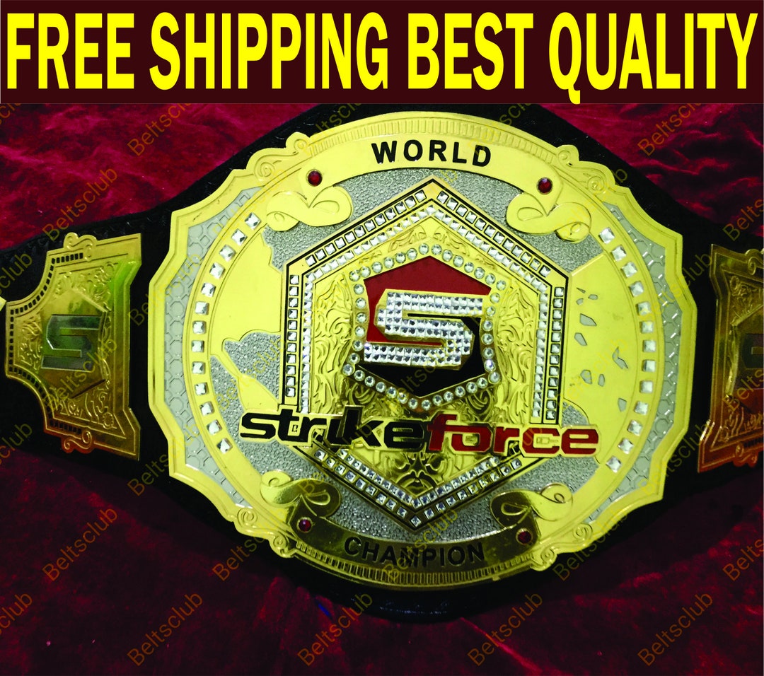 Strikeforce MMA World Championship Daul Plated Belt Cowhide Leather ...