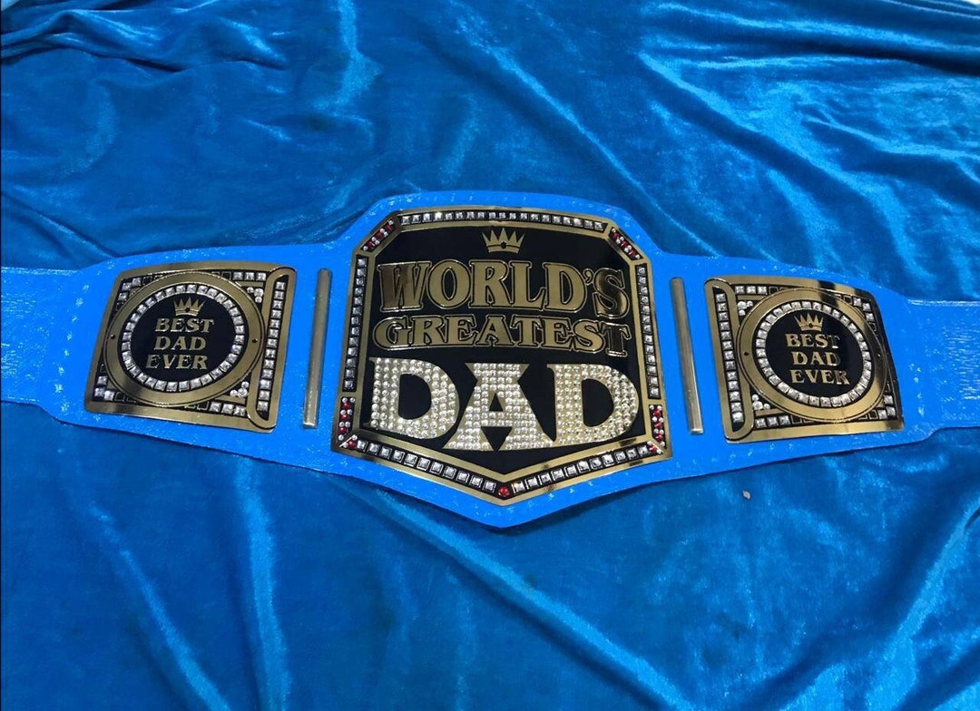 World's Greatest Dad Championship Belt: Handmade Leather, Metal Plates ...