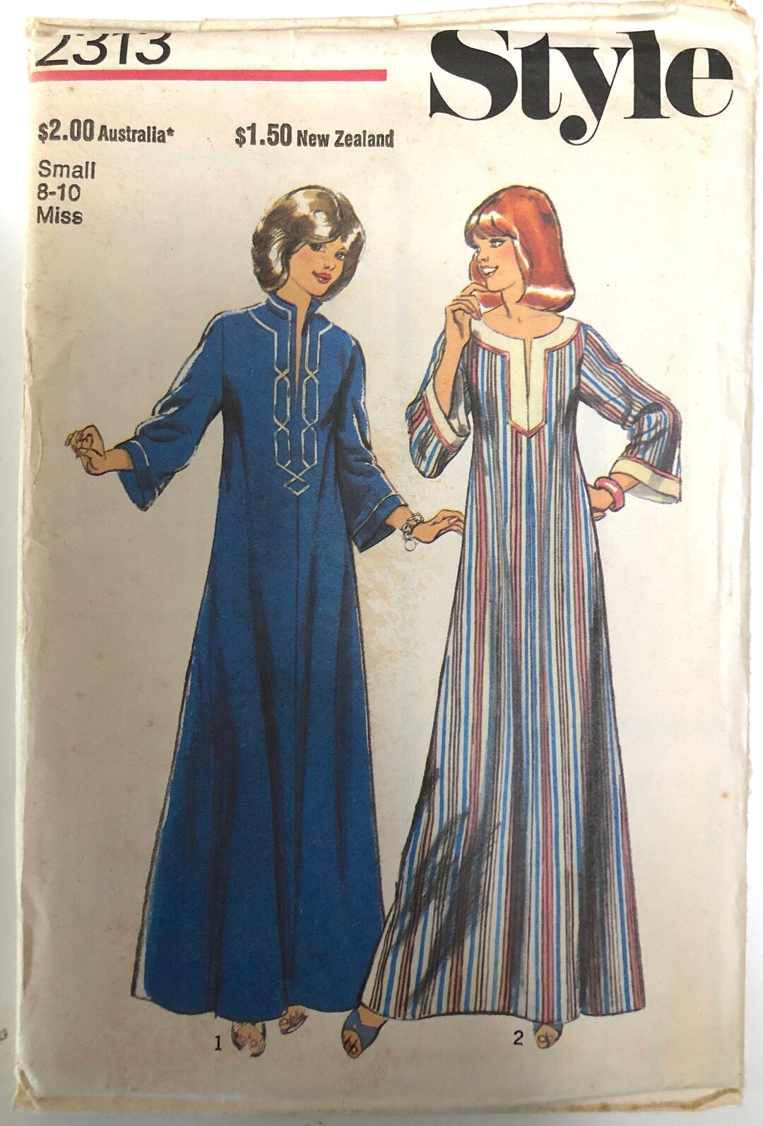 Vintage 70's Style Sewing Pattern 2313 Pullover Caftan Kaftan Tunic ...