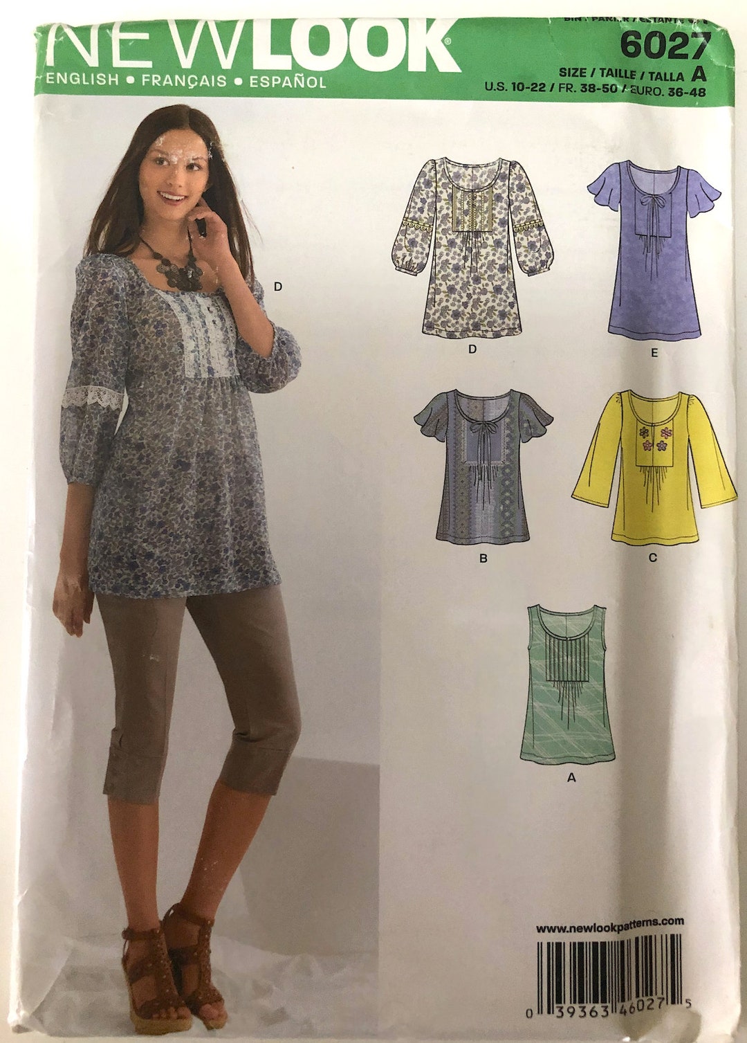 New Look 6027 Sewing Pattern, Misses Top, Blouse, Size 10-22 - Etsy
