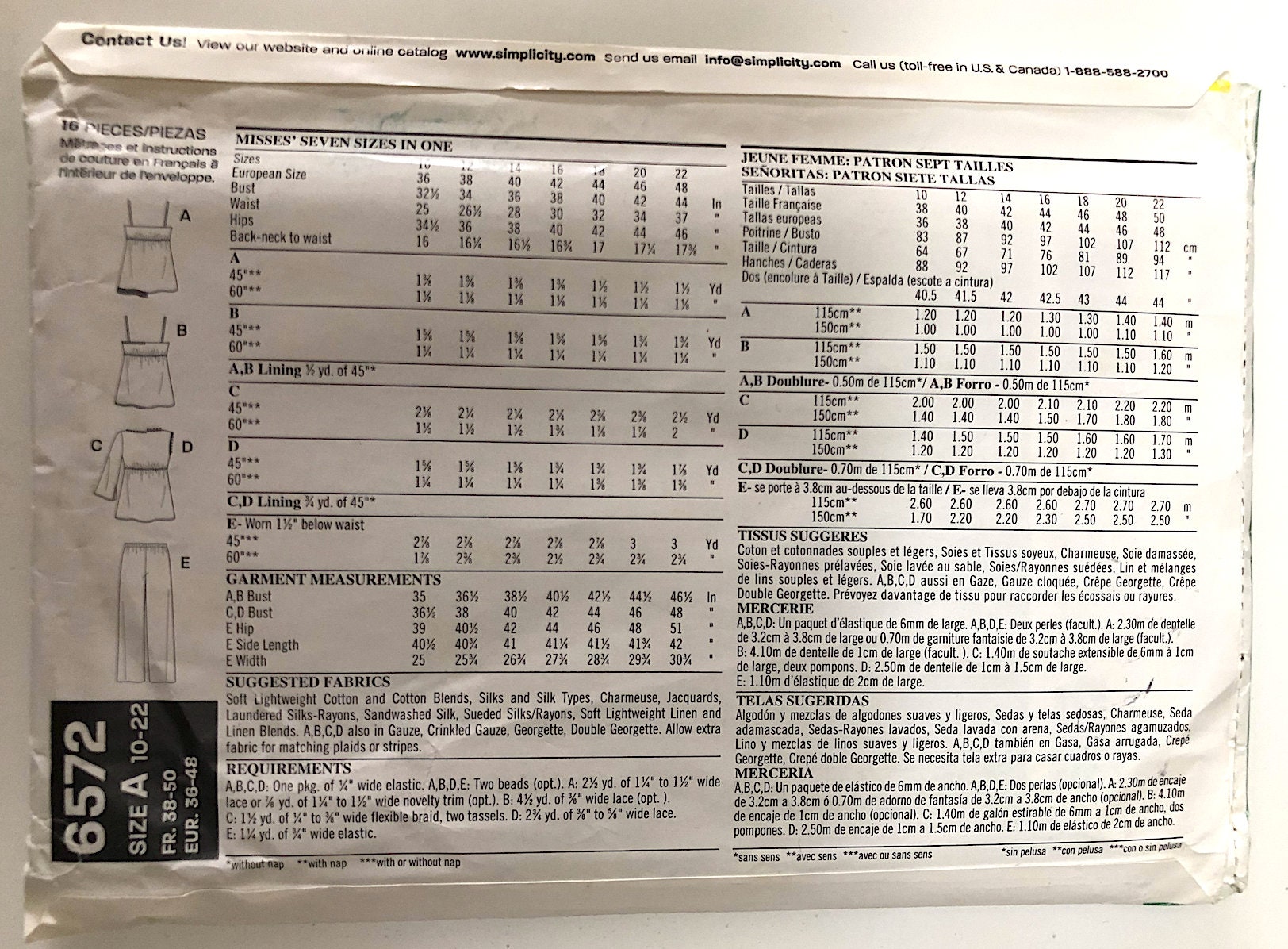 New Look 6572 Easy Sewing Pattern Misses Top Blouse Shirt Pants in ...