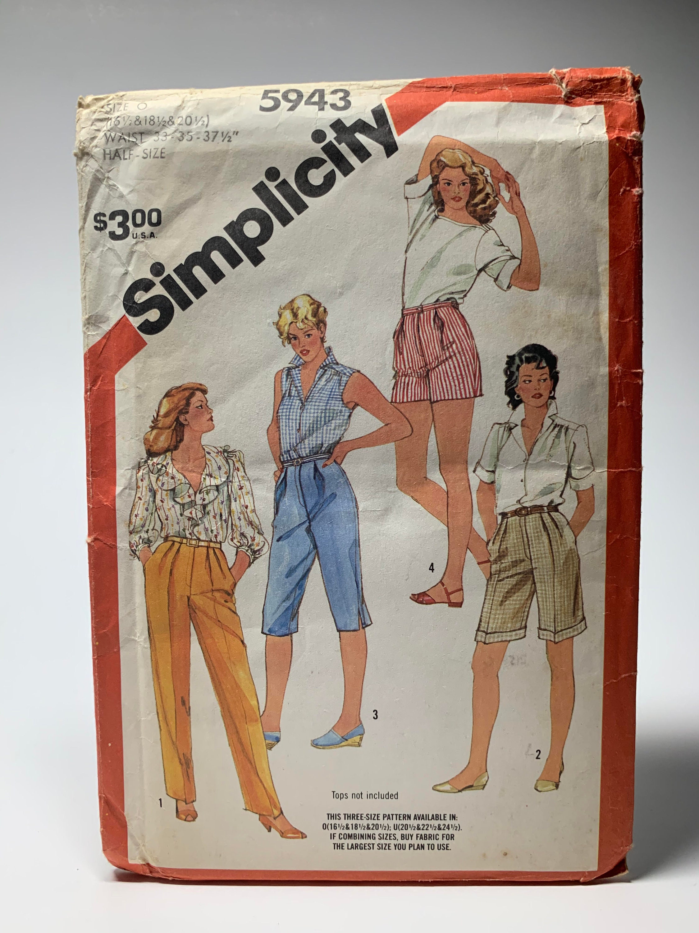 1980s Simplicity Sewing Pattern 5943 Misses Set of Pants in 4 - Etsy
