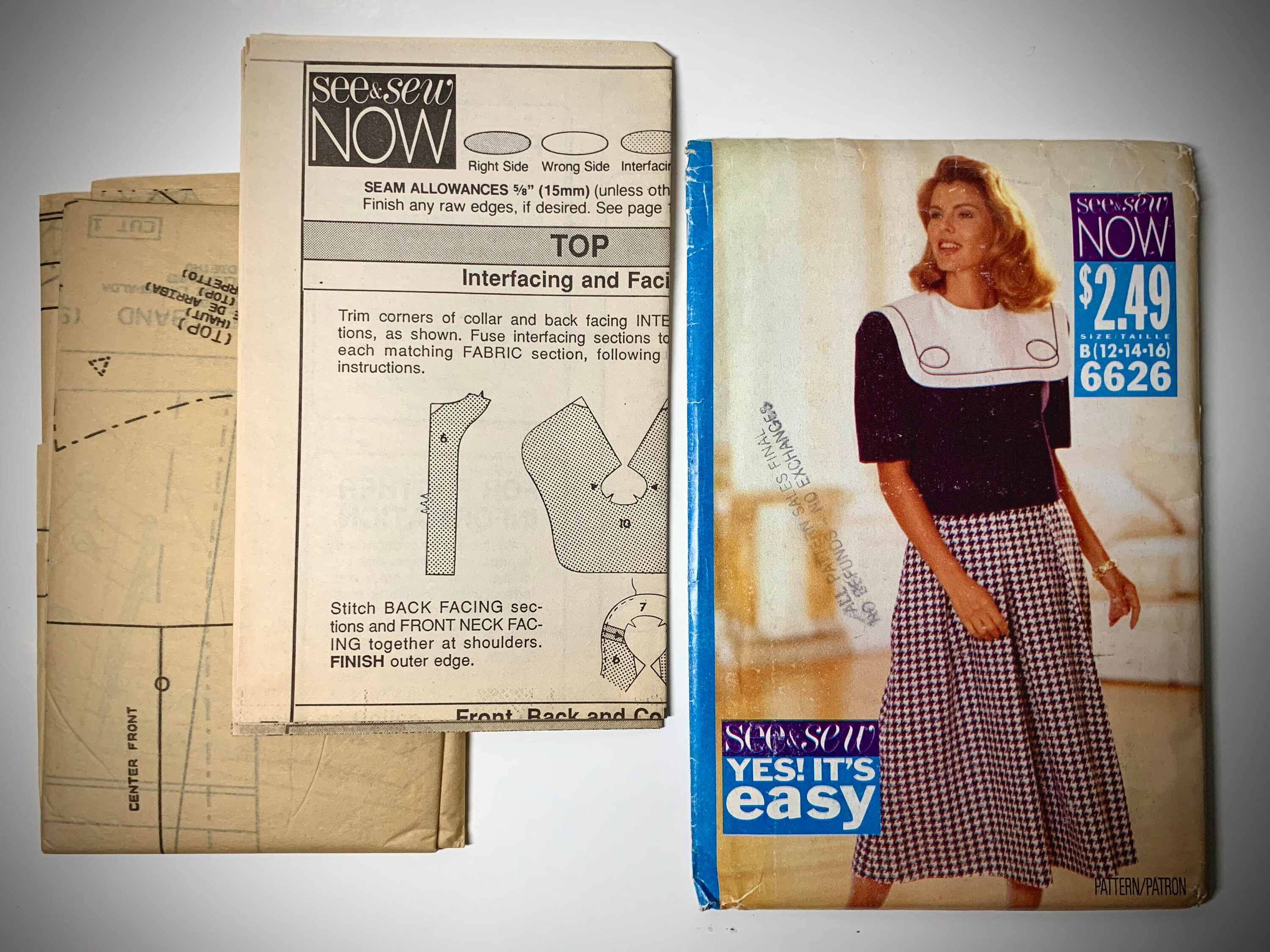 Buy Butterick See & Sew Pattern 6626 Top and Split Skirt Sizes: 12-14 ...