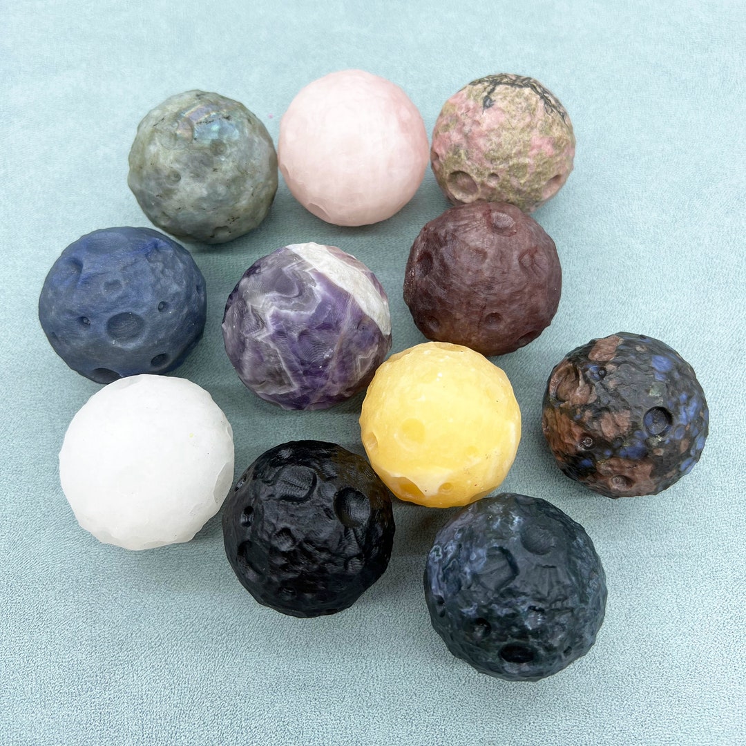 Crystal Moon Sphere Carving Full Crystal Stone Moon Sphere - Etsy