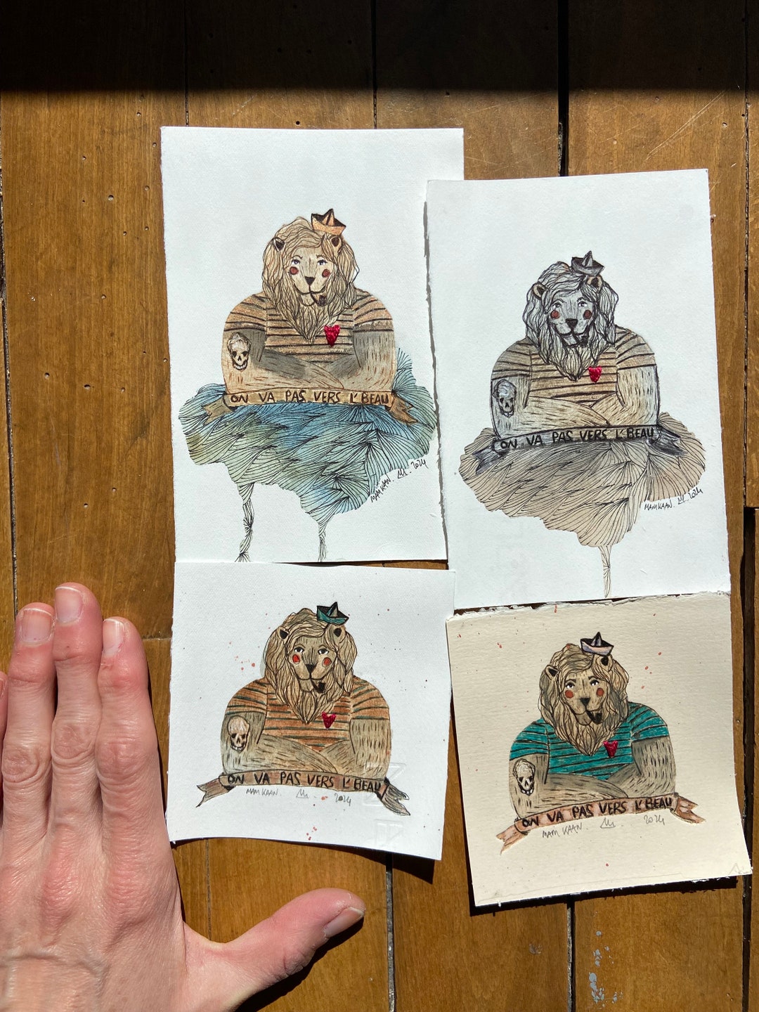 Engraving Original Handmade Illustration, Sailor, Lion, Retro - Etsy