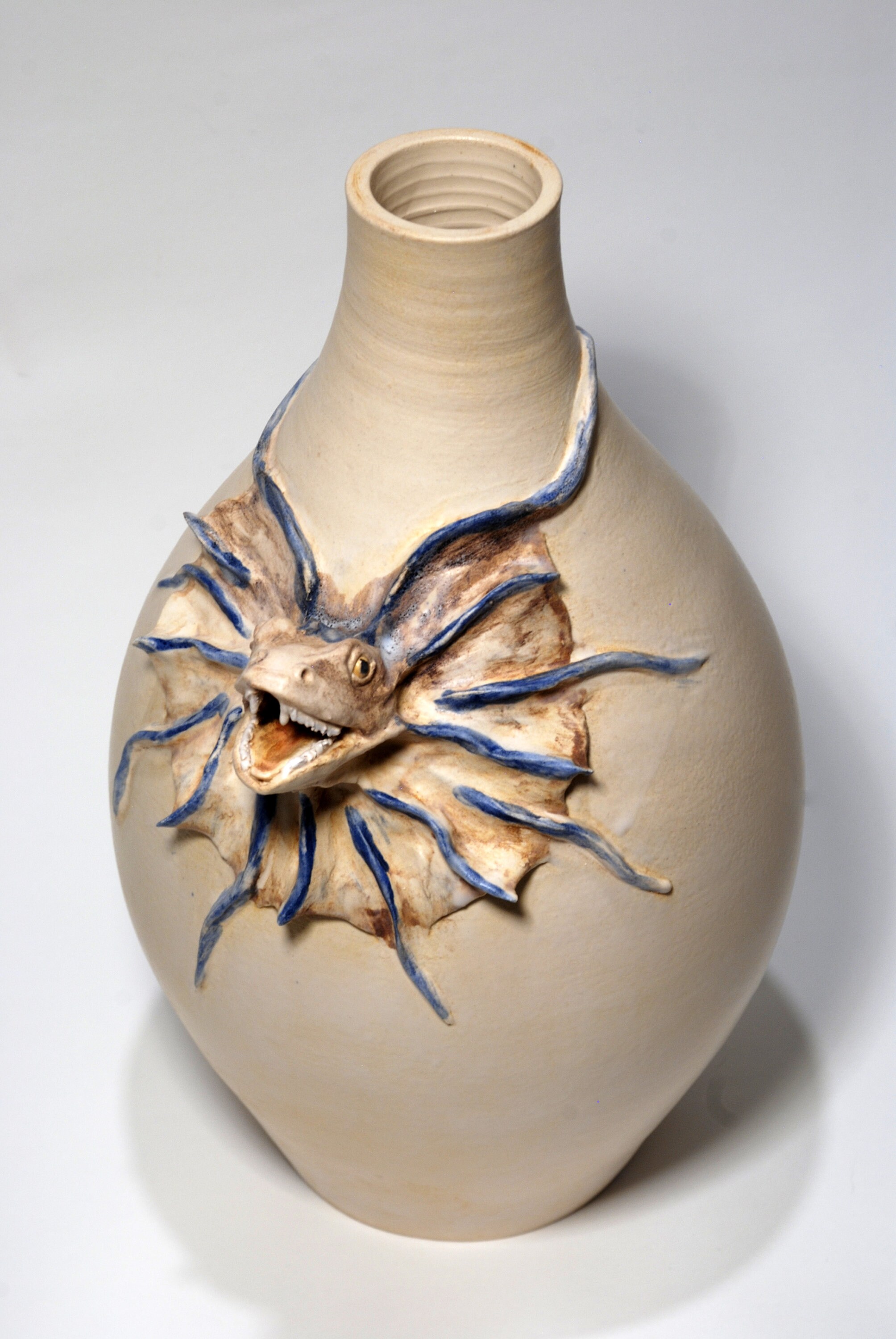 Frilled Lizard - Unique Ceramic Vase With Sculpture - Etsy