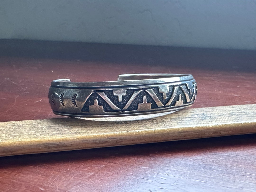 Vintage Thomas Singer Signed Sterling Silver Overlay Cuff Bracelet - Etsy