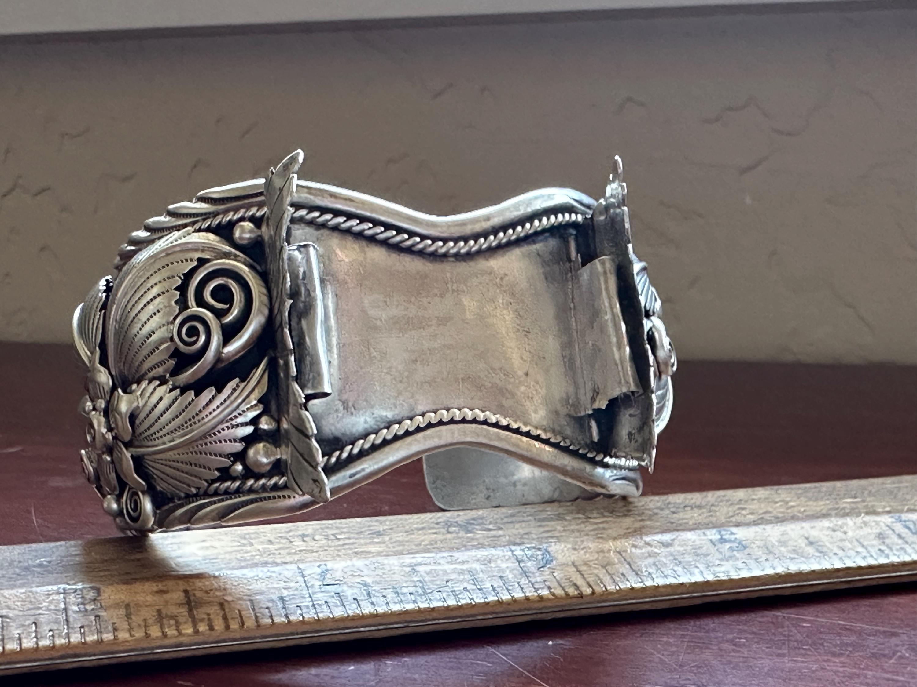 Vintage Navajo Watch Cuff With Intricate Foliate Applique by Apachito ...