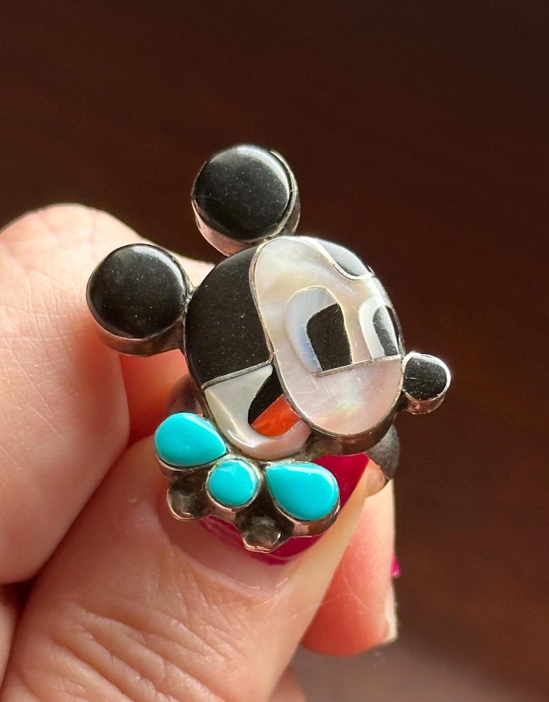 Great Vintage Zuni Character Ring, Size 7.5, Mickey Mouse Excellent ...