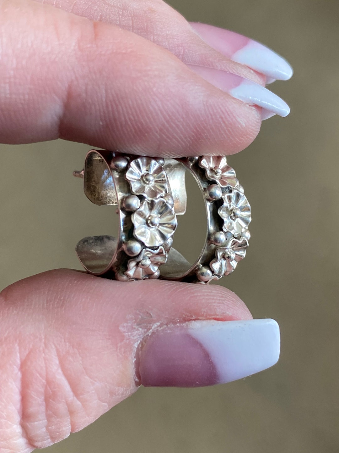 Cast Sterling Silver Hopi Flower Hoops. 3/4 Inches - Etsy