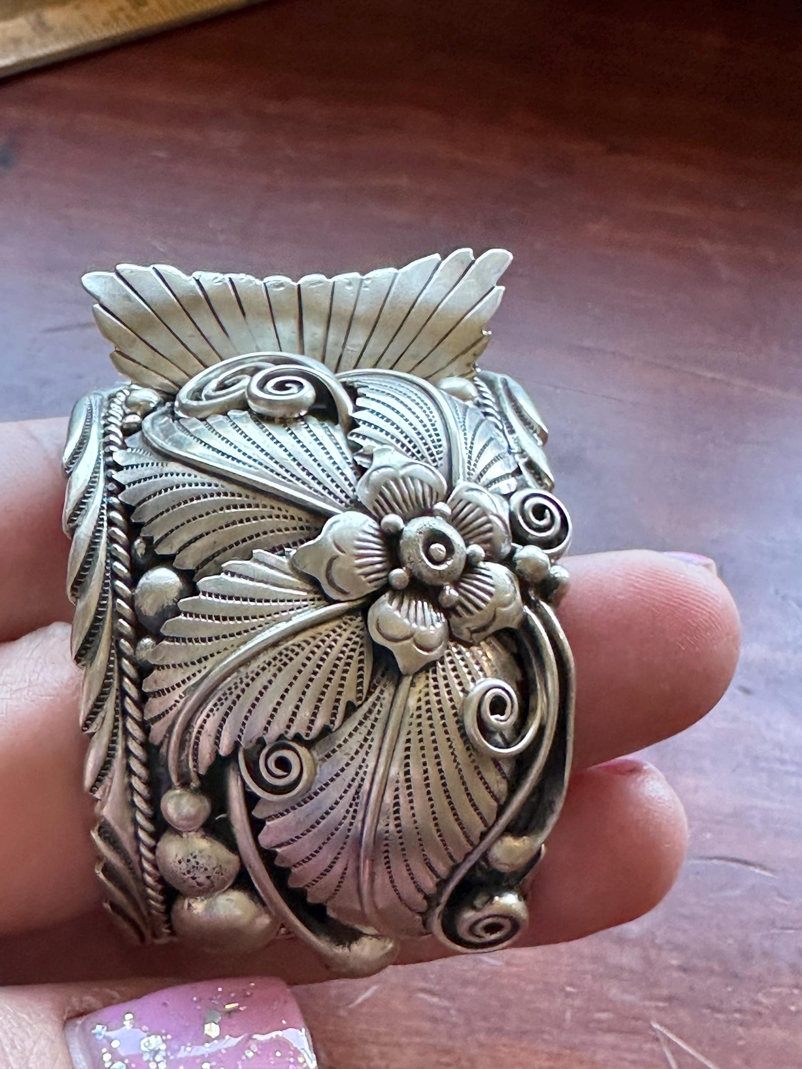 Vintage Navajo Watch Cuff With Intricate Foliate Applique by Apachito ...