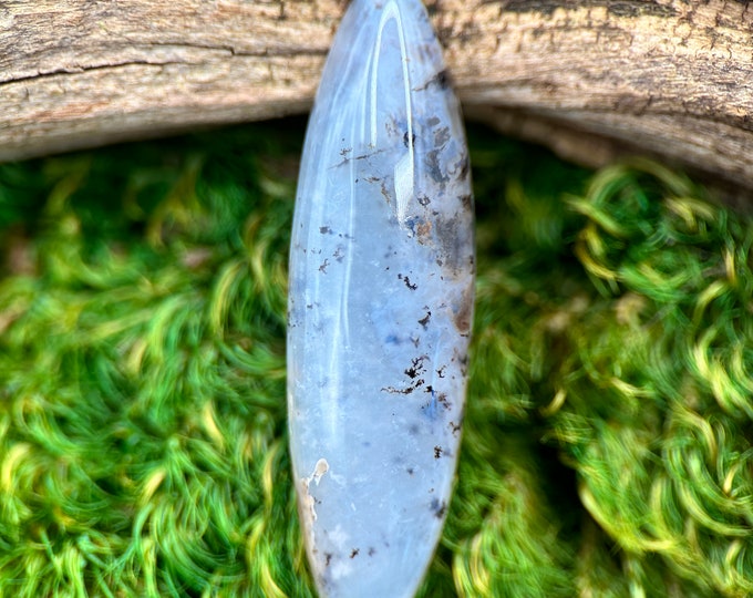 Hand-cut Idaho Plume Agate Long Oval Cabochon- 49.1mm X 14.0mm- Natural ...
