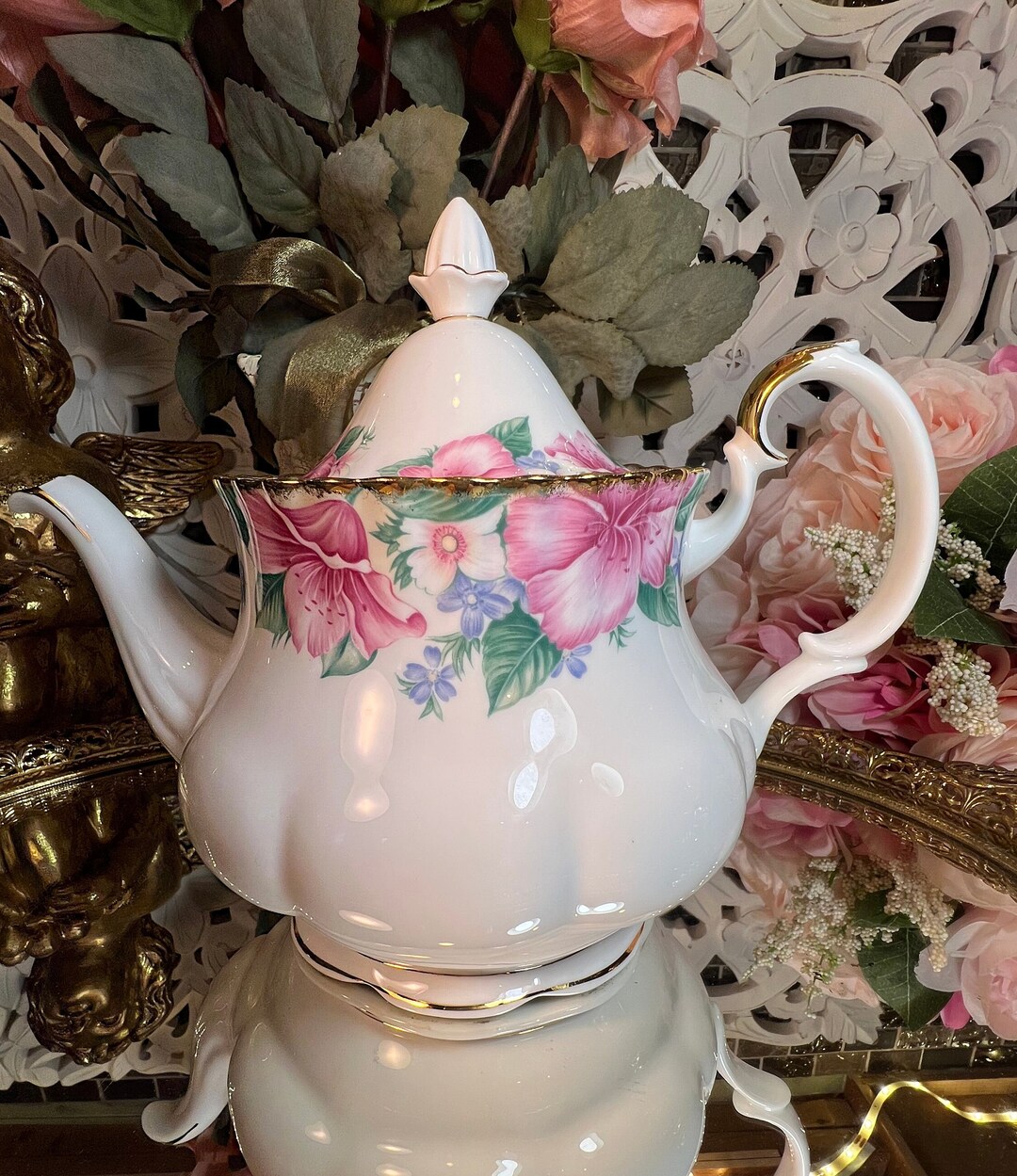 Royal Albert Lydia Teapot English Teapot Bone China Lydia Royal Albert Teapot - Etsy