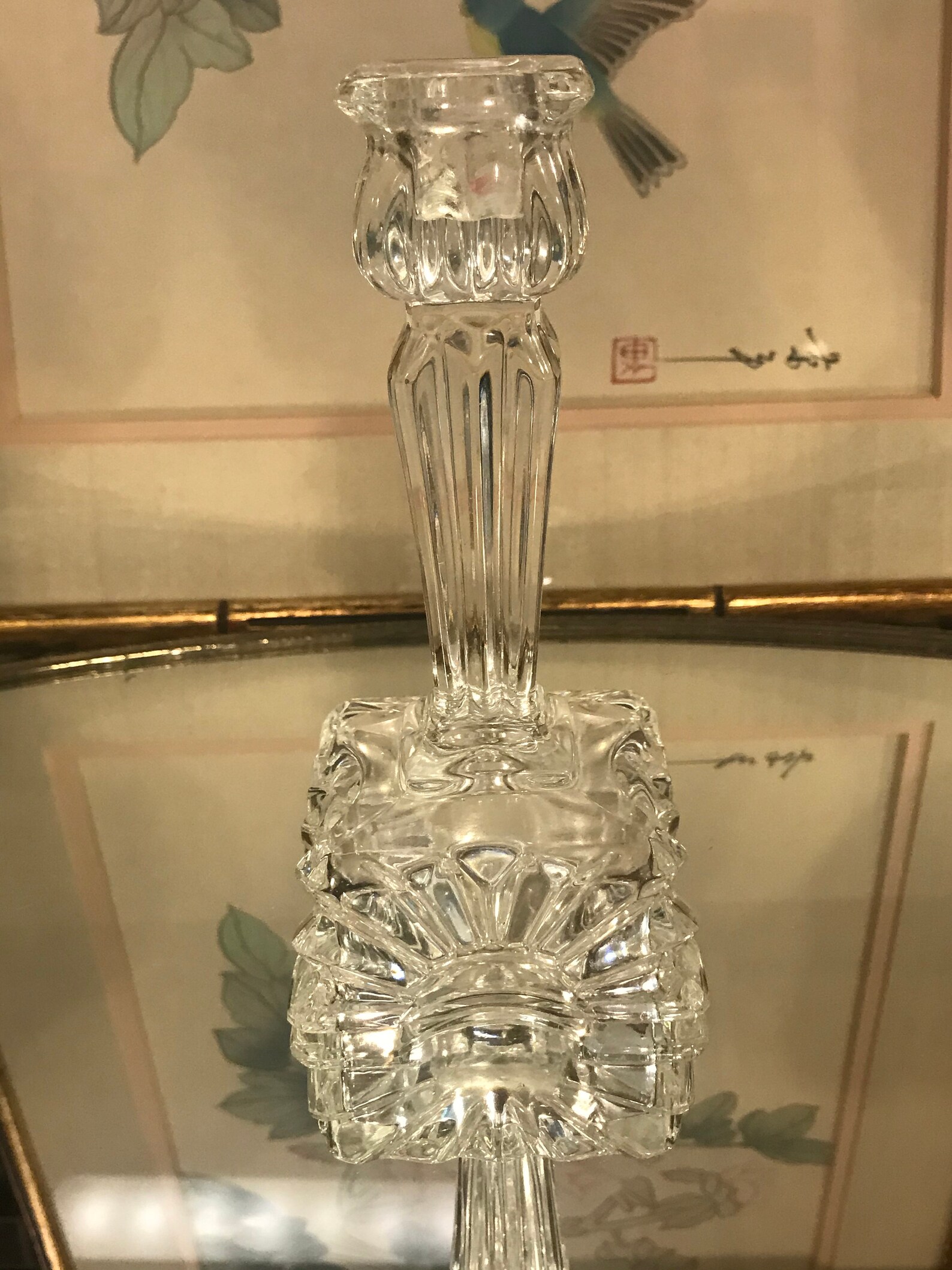 Vintage Crystal Glass Cut Candlesticks & Coasters - Etsy