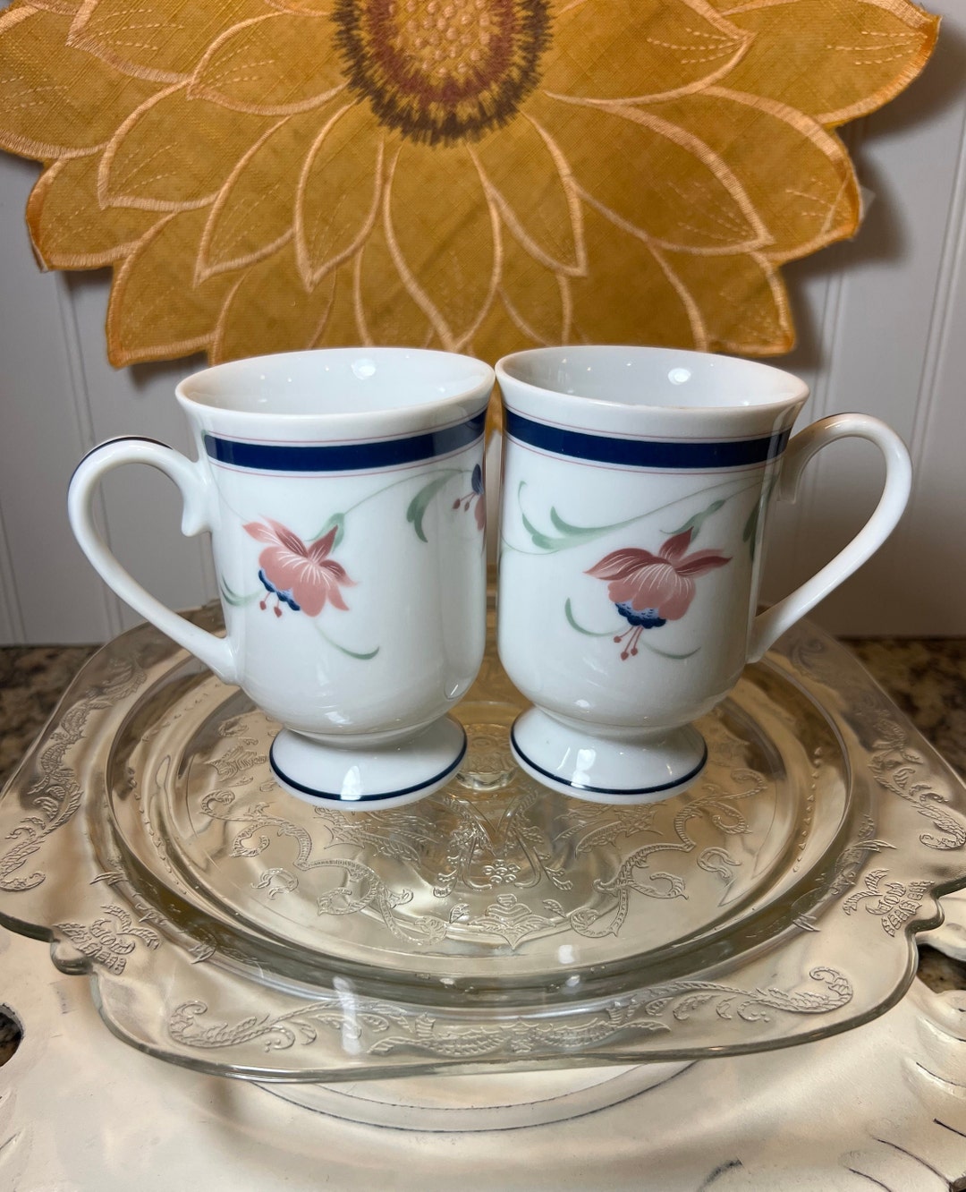 Exclusive Footed Coffee Mugs by Princess House- Set of 2 - Etsy
