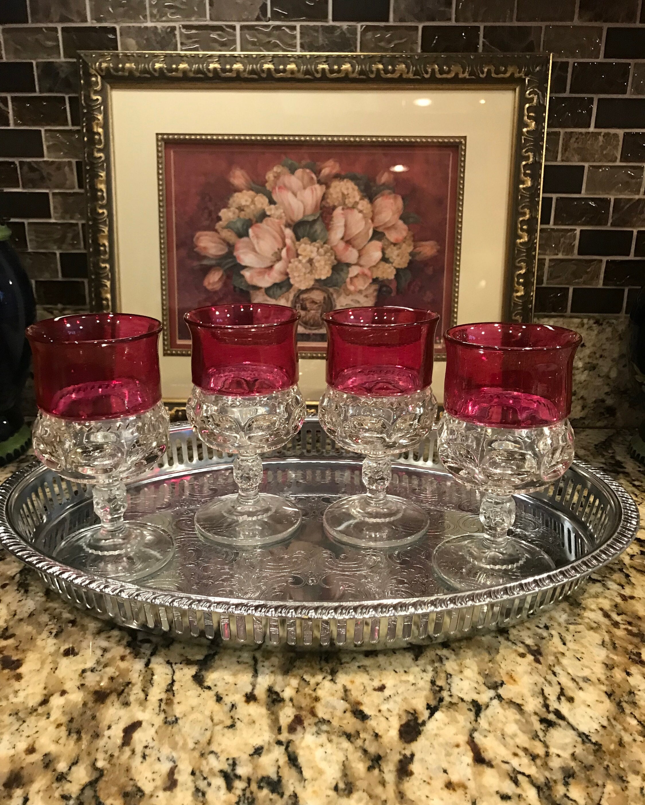 Vintage Kings Crown Goblets Wine Glasses Ruby Flash Set of 4 - Etsy