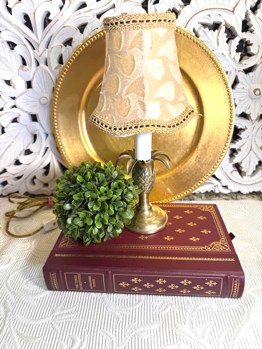 Mini Bell Lamp Shade: Gold Cream Furry Texture Clip-on - Etsy