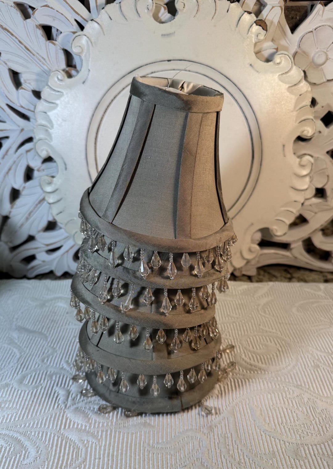Pure Silk Mini Lamp Shades ~ Bell Shape Mini Lamp Shade With Beads ...